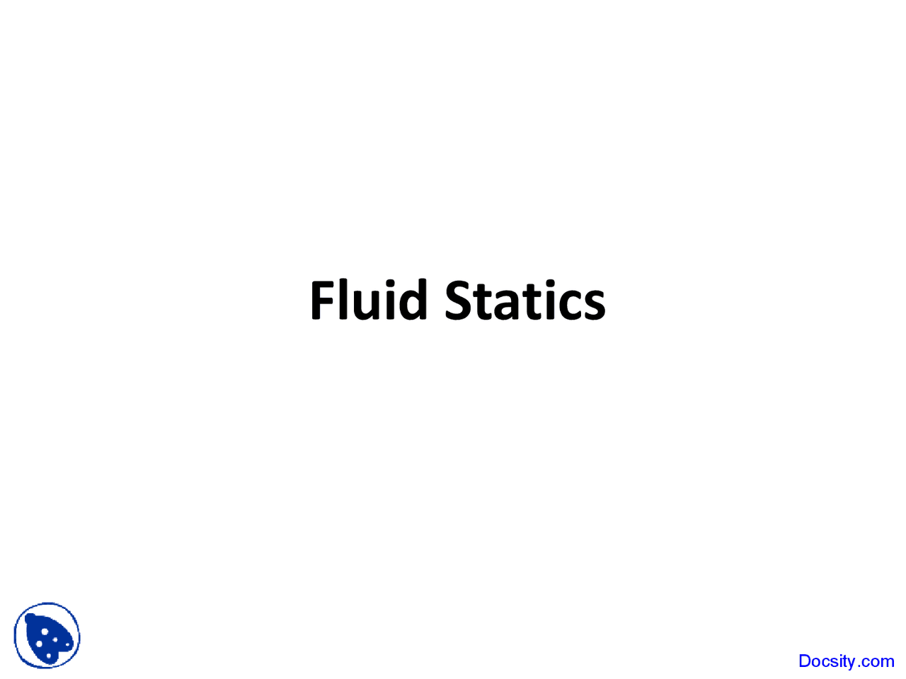Fluid Statics Transport Process Lecture Slides Docsity