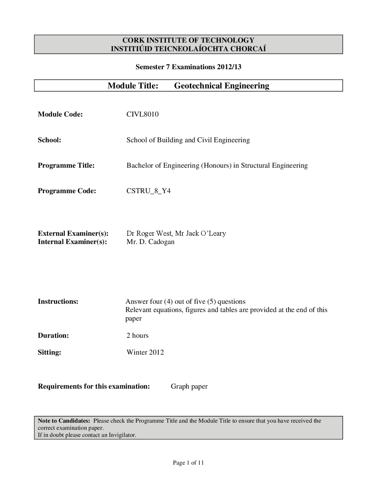 Sections of Embankment - Geotechnical Engineering - Old Exam Paper ...