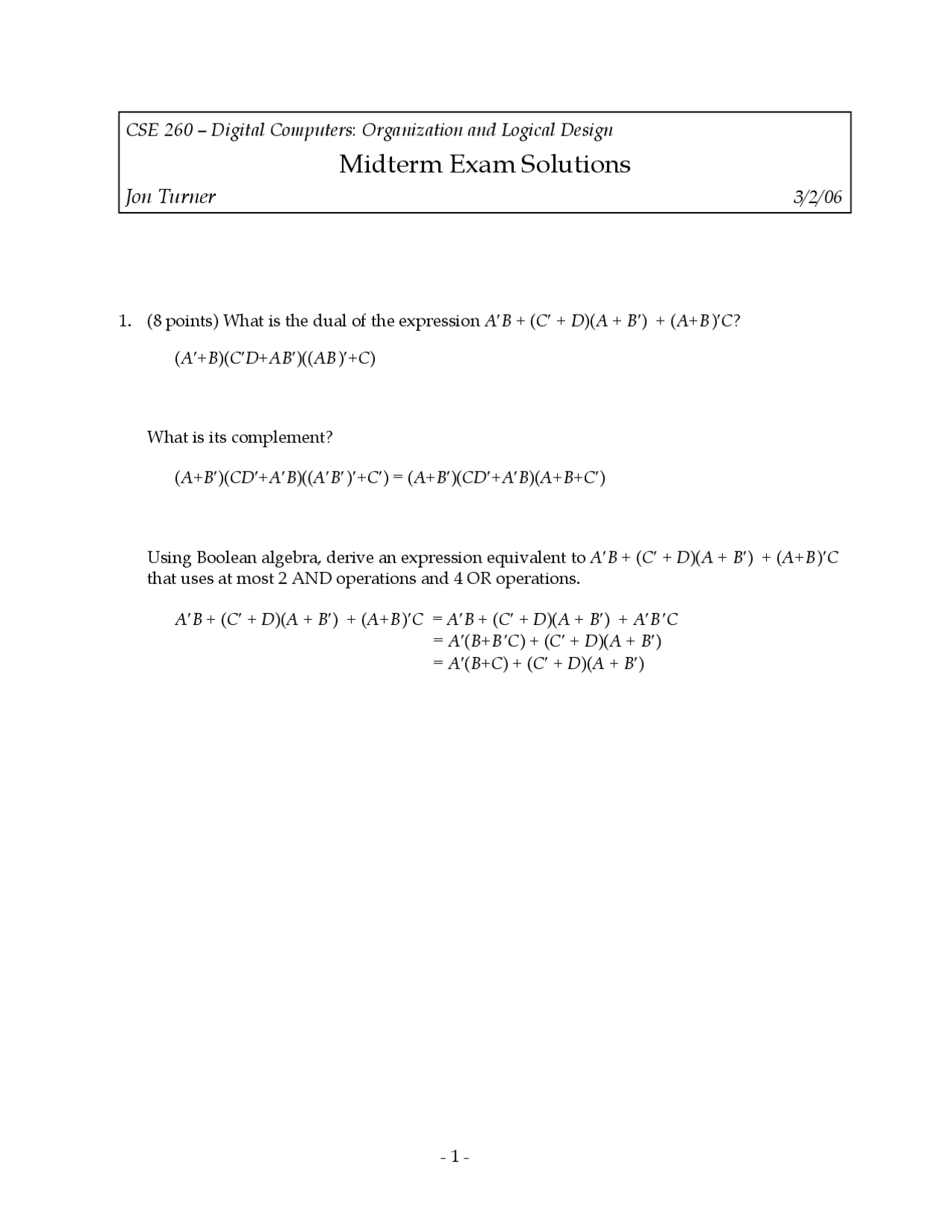 Decimal Number Organization And Logical Design Solved Exam Docsity