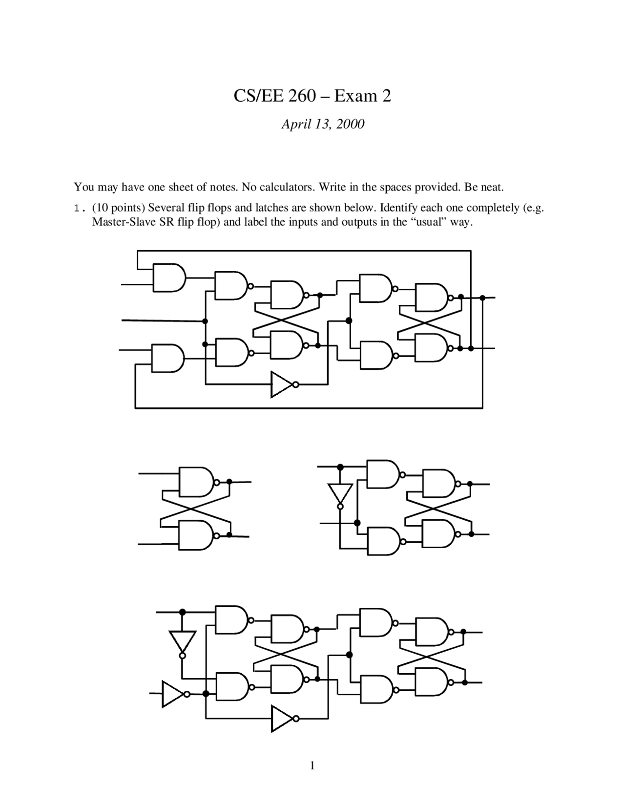 Flip Flops Organization And Logical Design Exam Docsity