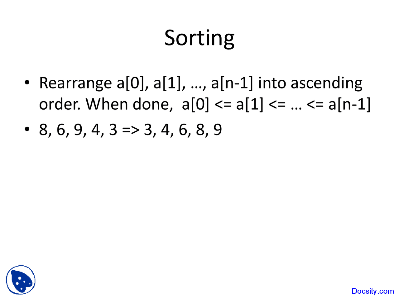 Sorting Algorithms And Applications In Java Lecture Slides Docsity