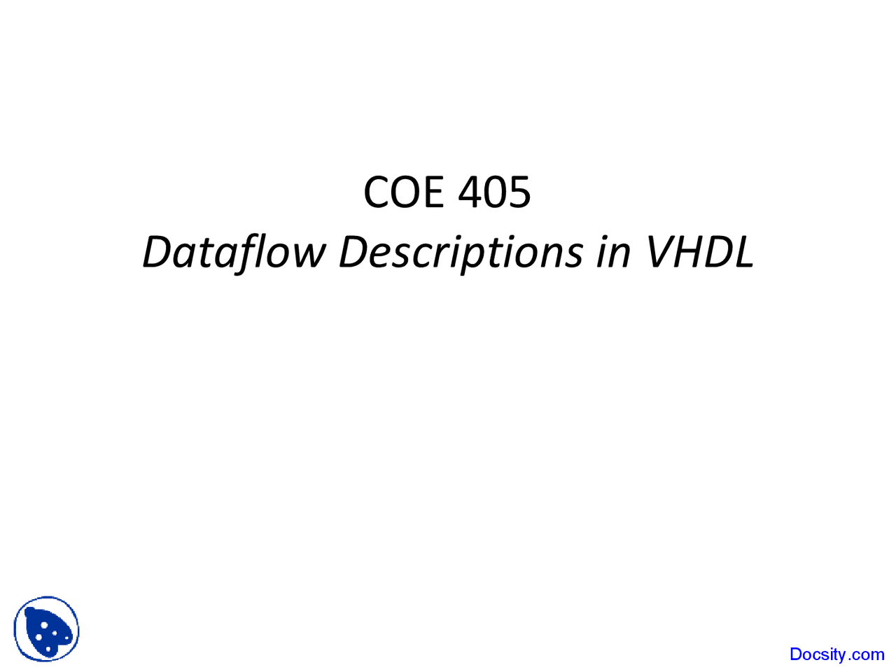 Dataflow Descriptions In Vhdl Design And Modeling Of Digital Systems