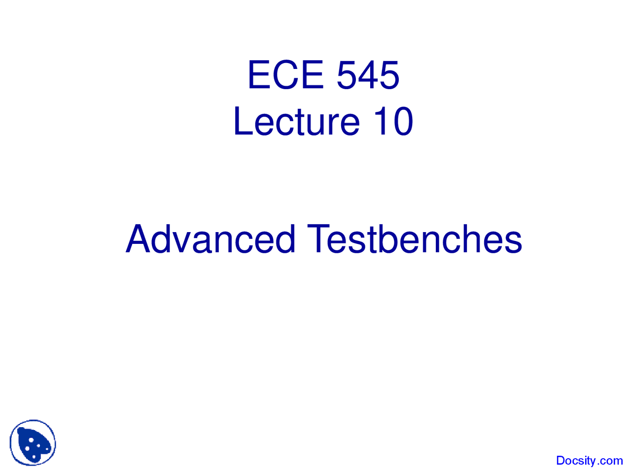 Advanced Testbenches Digital System Design With Vhdl Lecture Slides