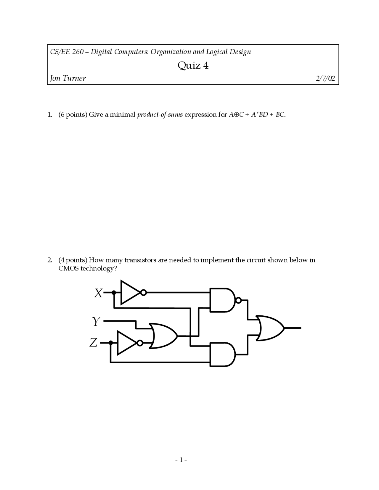 Cmos Technology Organization And Logical Design Quiz Docsity