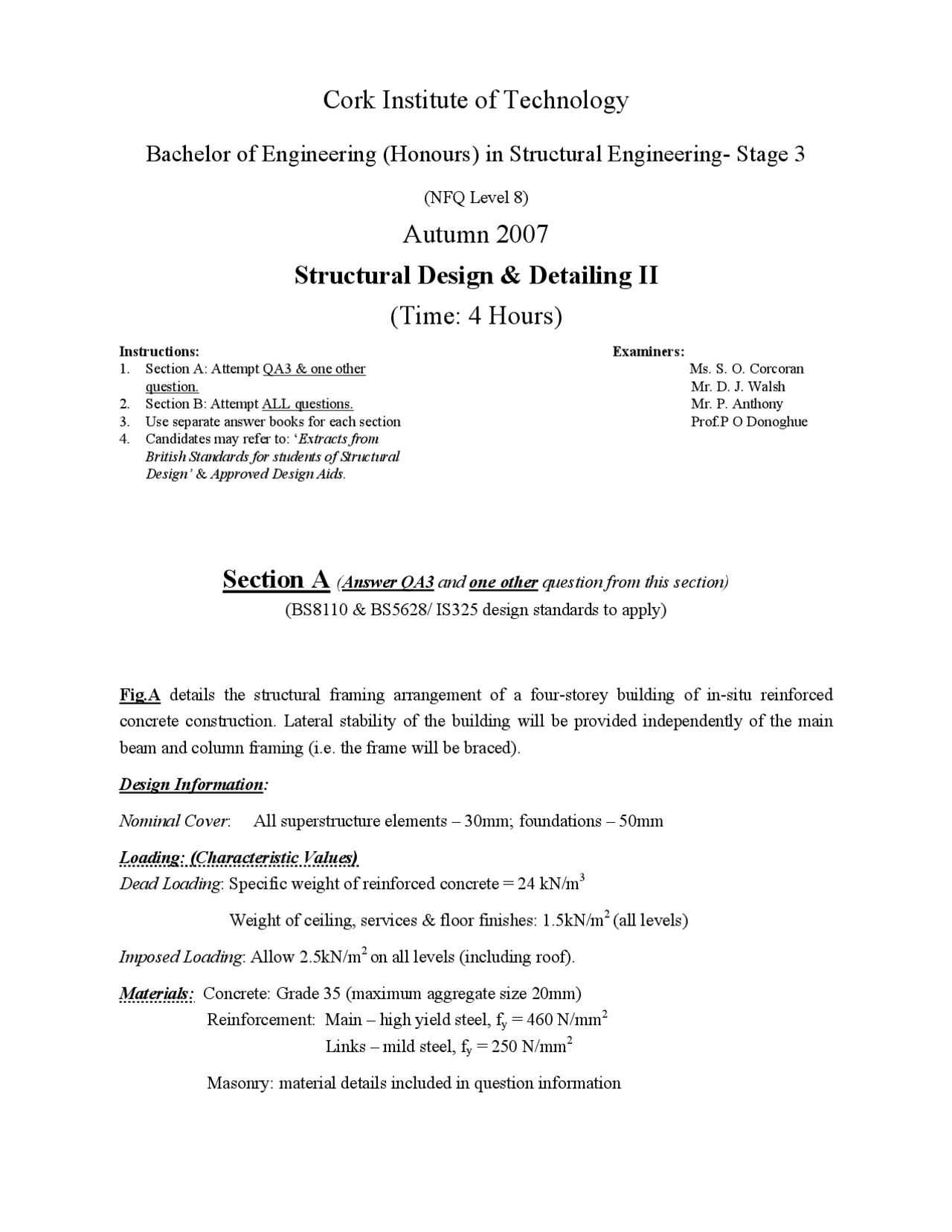 Torsion Reinforcement Introduction To Structural Design Old Exam