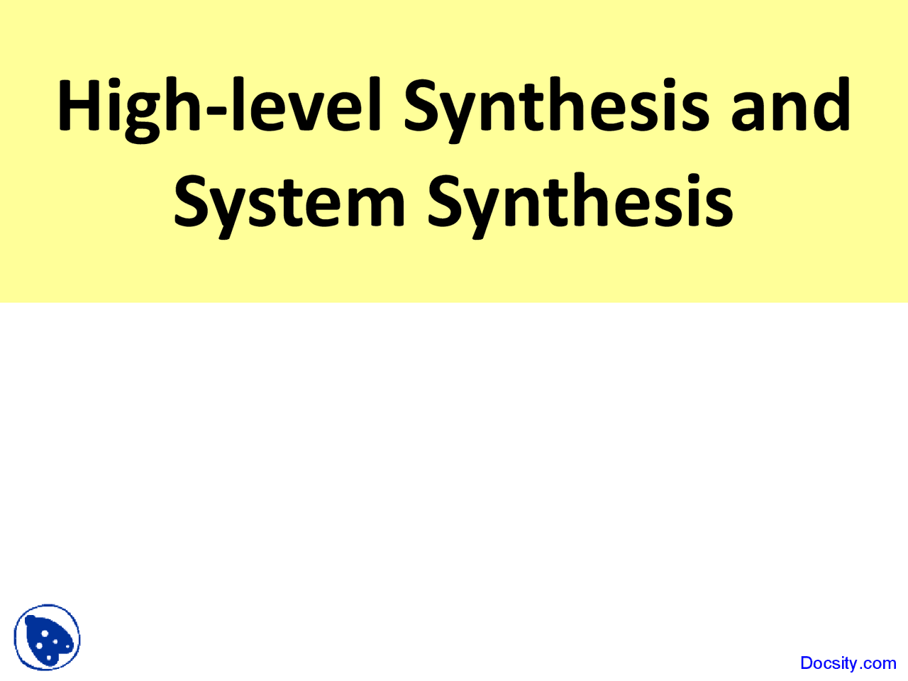 High-Level Synthesis - Design Automation of Embedded Systems - Lecture ...