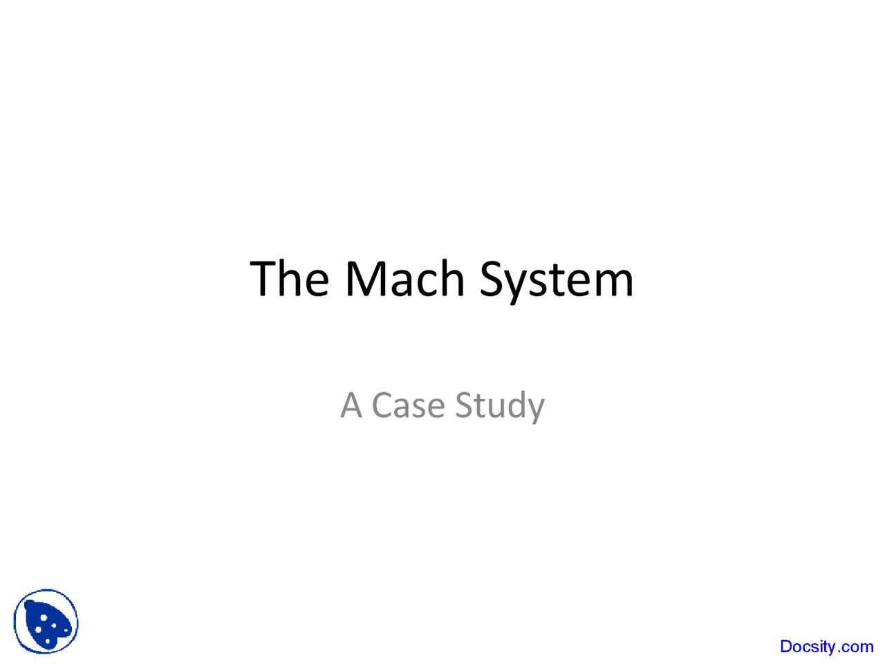 Mach System - Distributed Operating Systems - Lecture Slides - Docsity