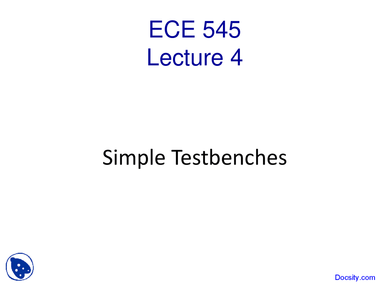 Simple Testbenches Digital System Design With Vhdl Lecture Slides