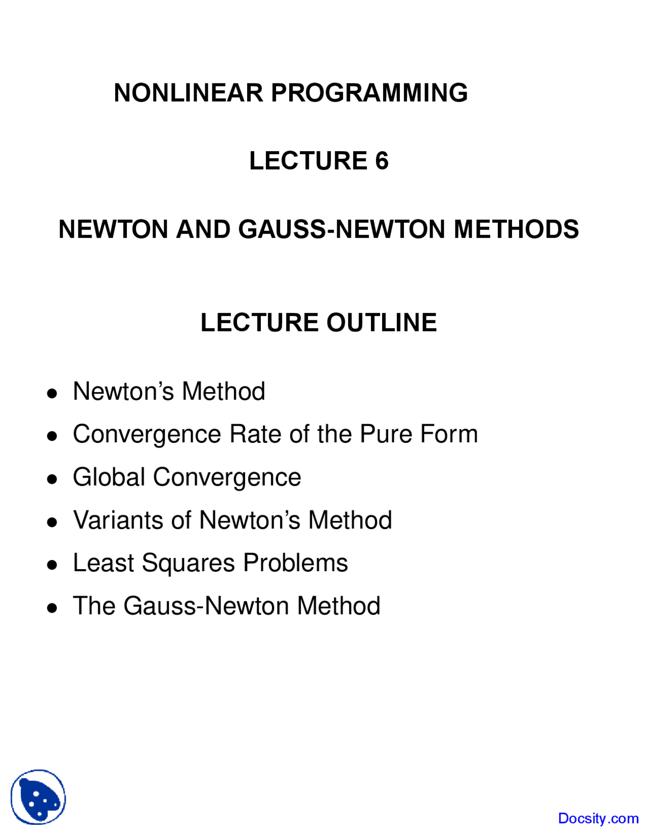 Newton And Gauss Newton Methods Nonlinear Programming Lecture Slides Diapositivas