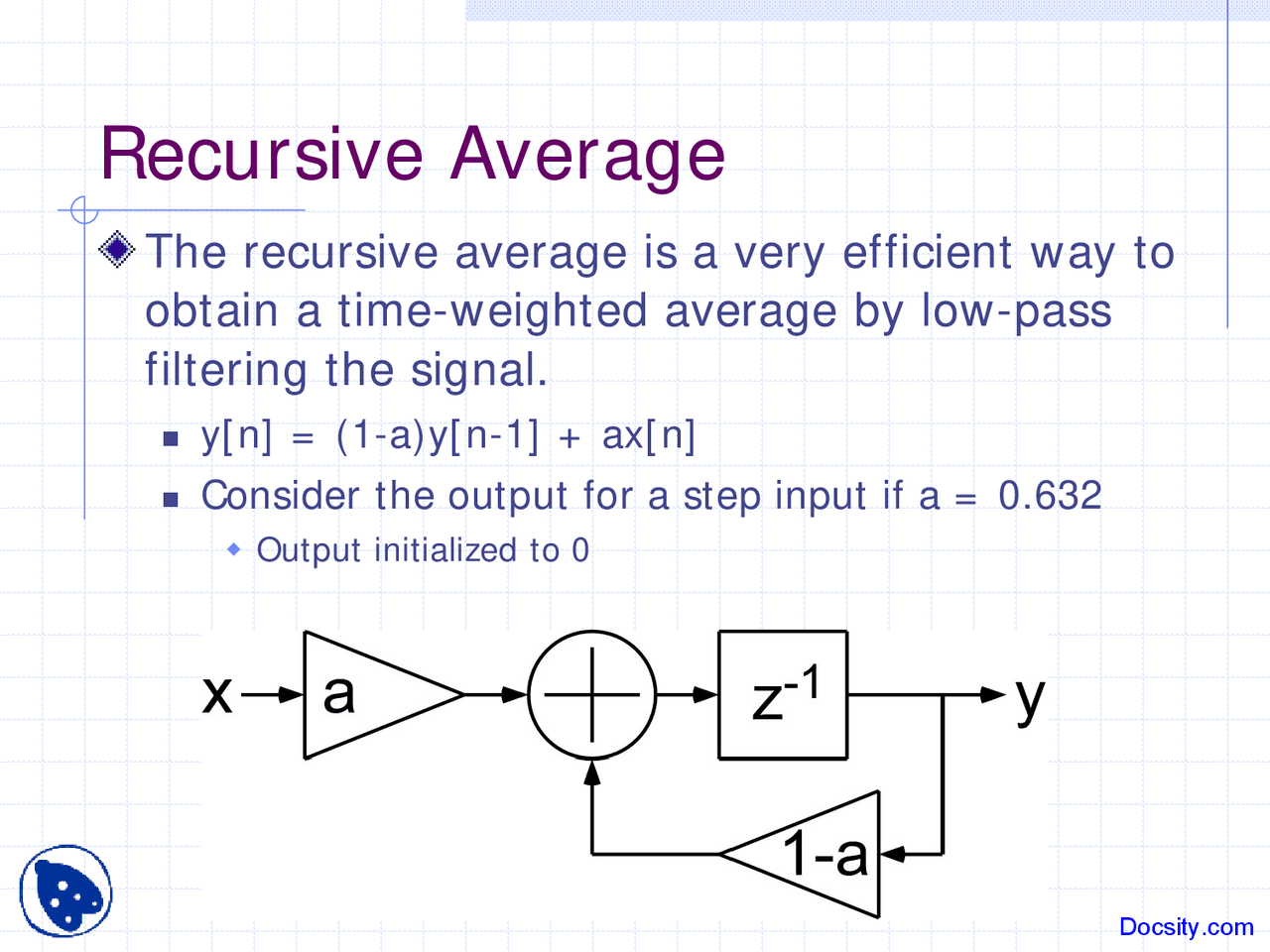 Recursive Average - Digital Design and Synthesis - Lecture Slides - Docsity