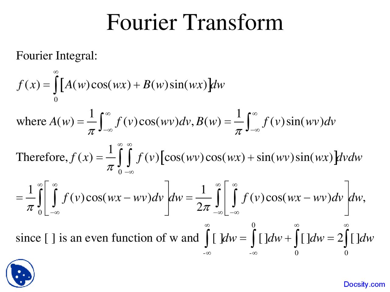 Fourier Transform - Tools in Mechanical Engineering - Lecture Slides | Slides Mechanical ...