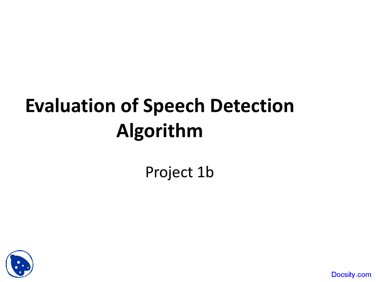 Evaluation Of Speech Detection Multimedia Networking Lecture Slides Docsity