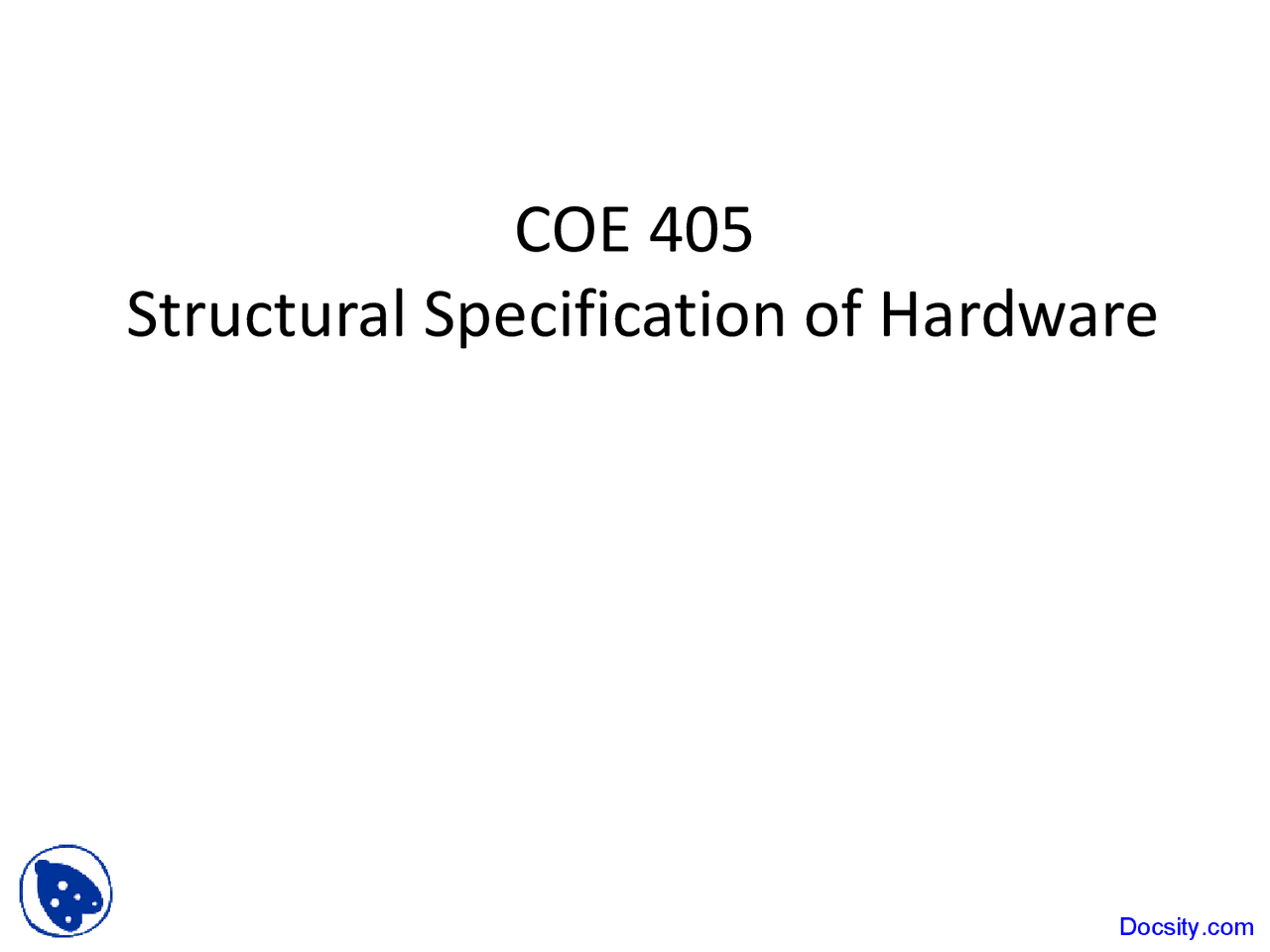 Structural Specification Of Hardware Design And Modeling Of Digital
