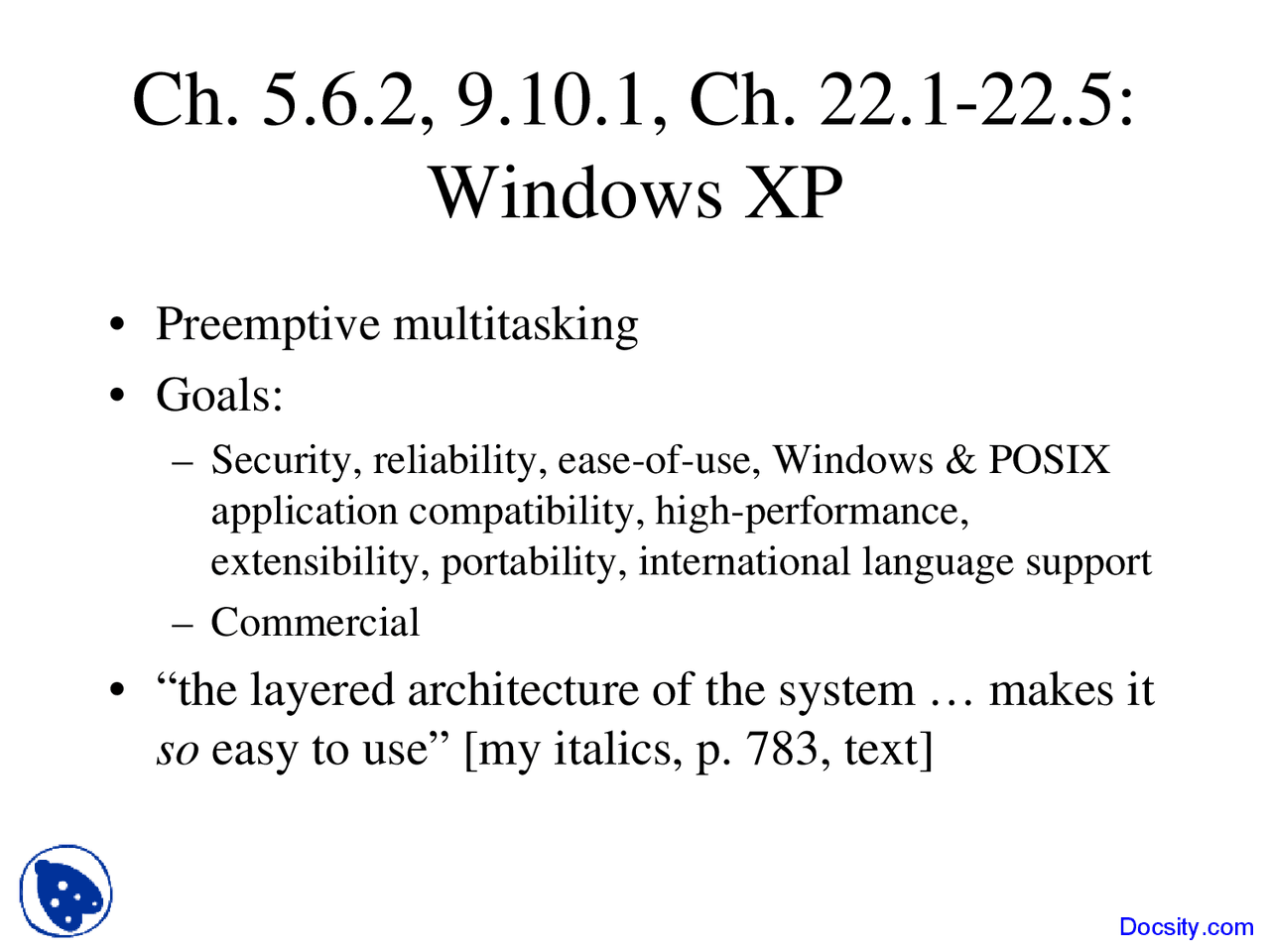 Windows - Operating System - Lecture Slides | Slides Computer Science | Docsity