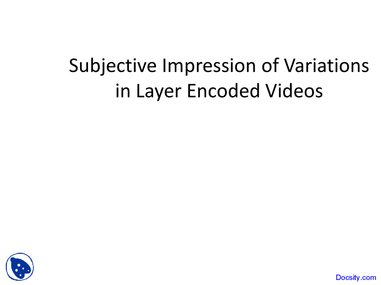 Subjective Impression Multimedia Networking Lecture Slides Docsity