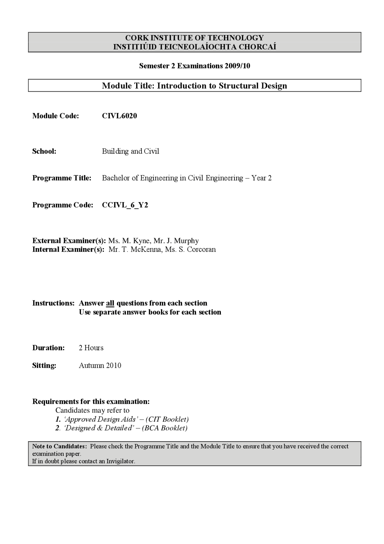 Ultimate Limit State Introduction To Structural Design Old Exam
