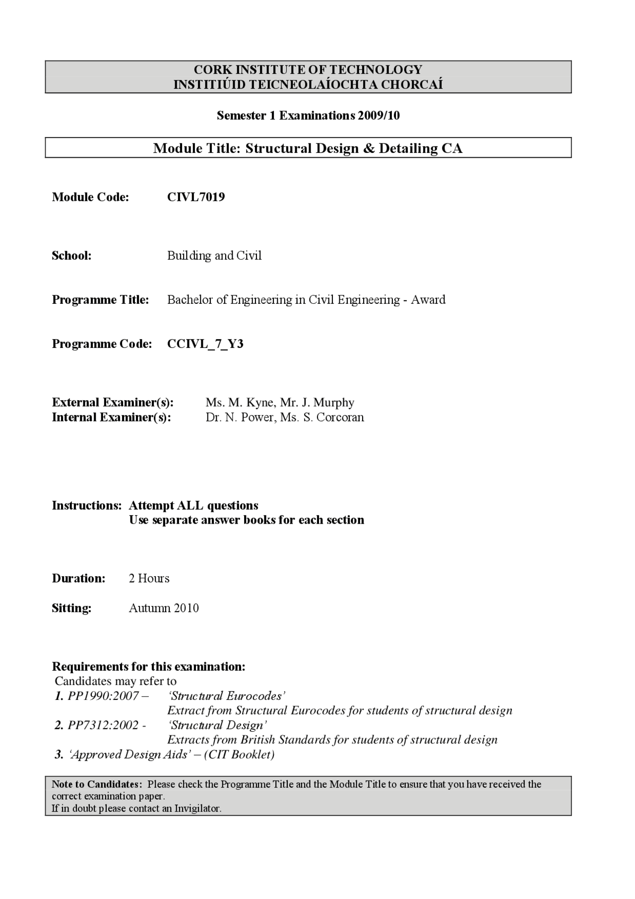 Deflection Check Introduction To Structural Design Old Exam Paper