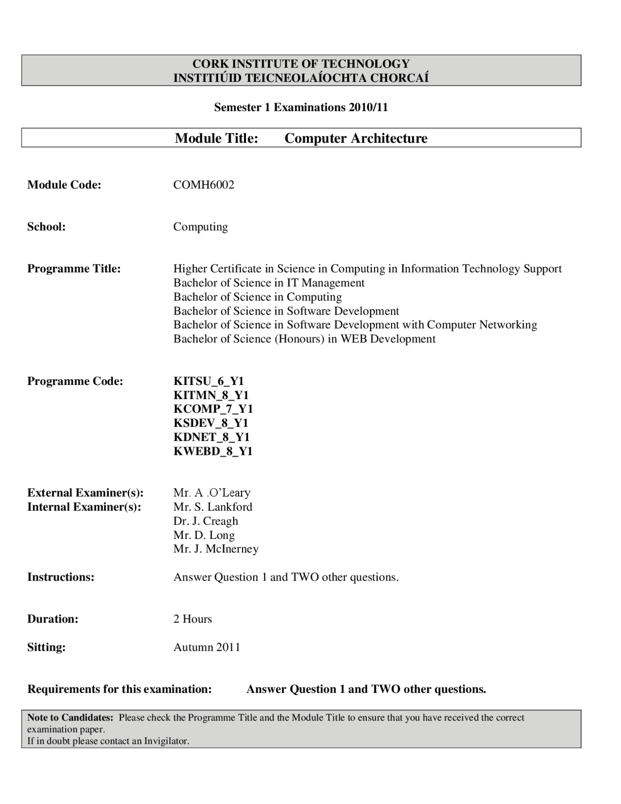 Complement Number System - Computer Architecture - Past Exam - Docsity