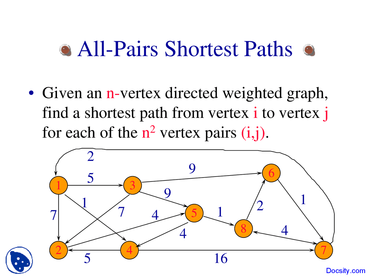 All Pairs Shortest Paths Algorithms And Applications In Java