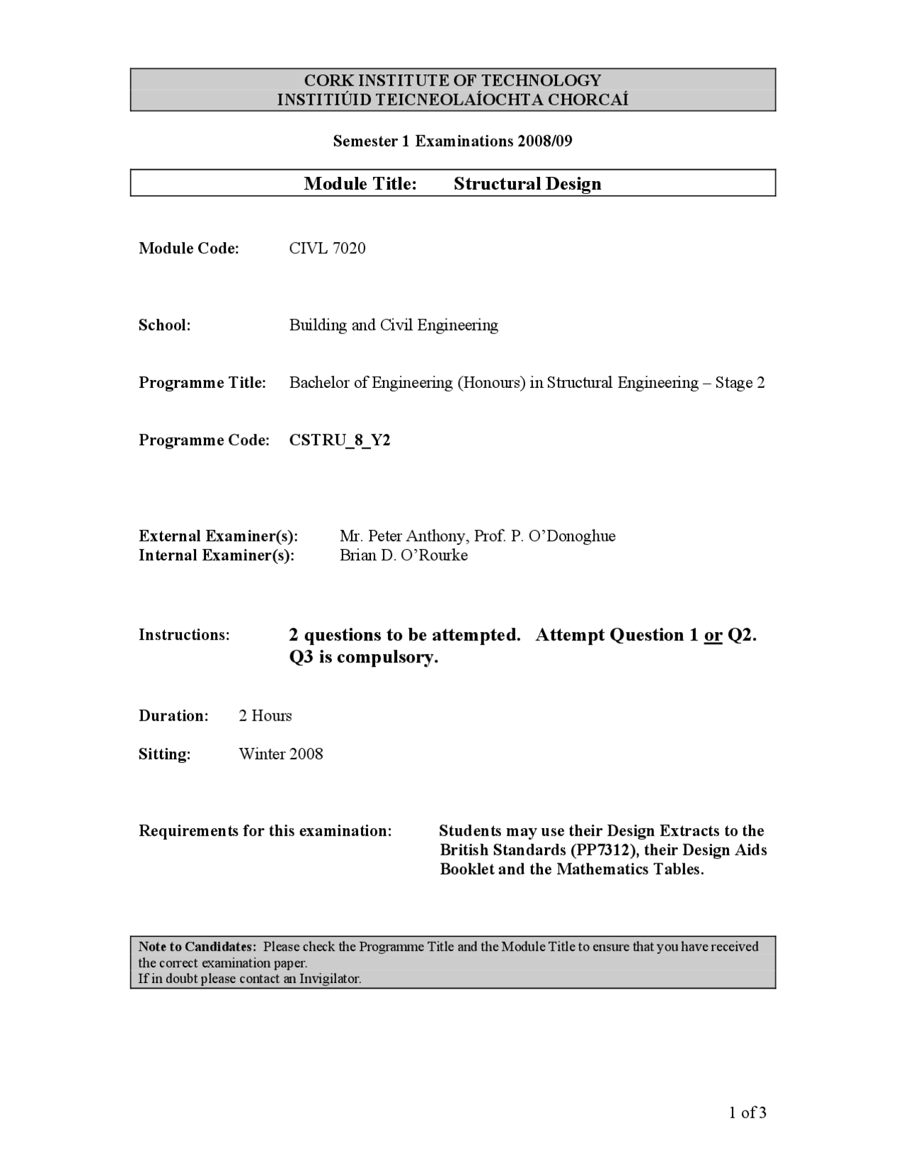 Plasterboard Ceiling Introduction To Structural Design Old Exam