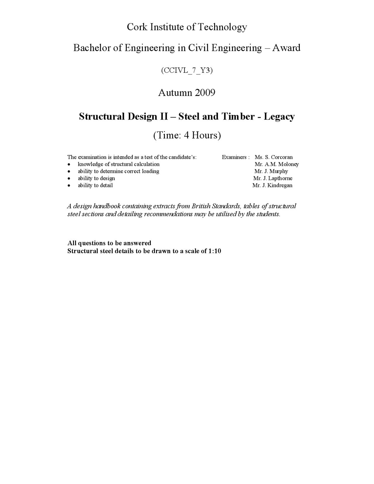 Internal Tension Member Introduction To Structural Design Old Exam