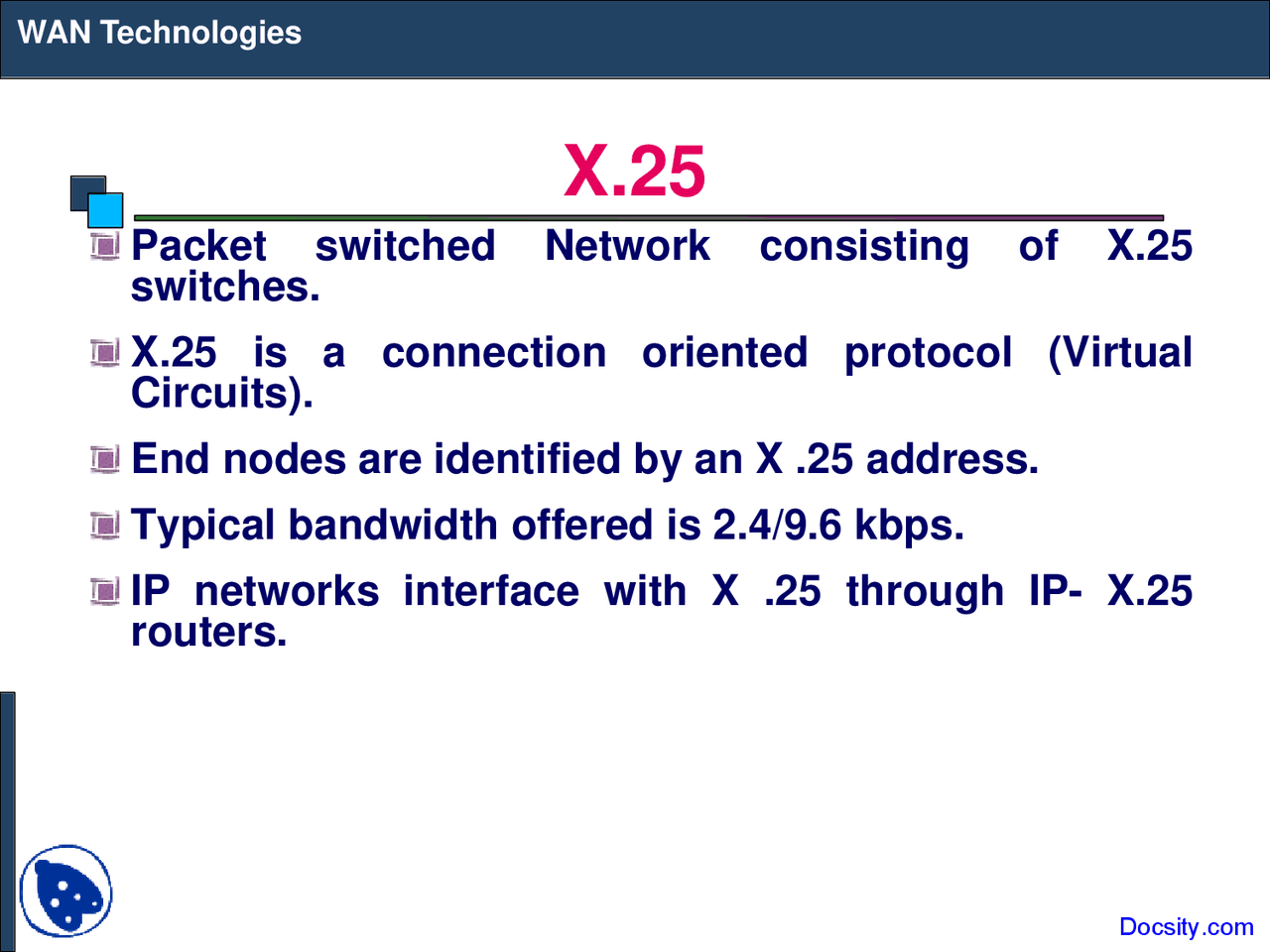 Packet Switched Network - Network Administration - Lecture Slides - Docsity