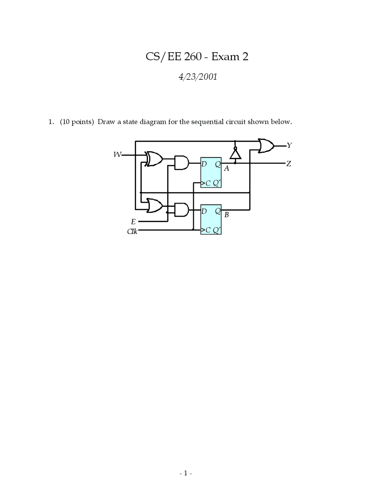 Sequential Circuit Organization And Logical Design Exam Docsity