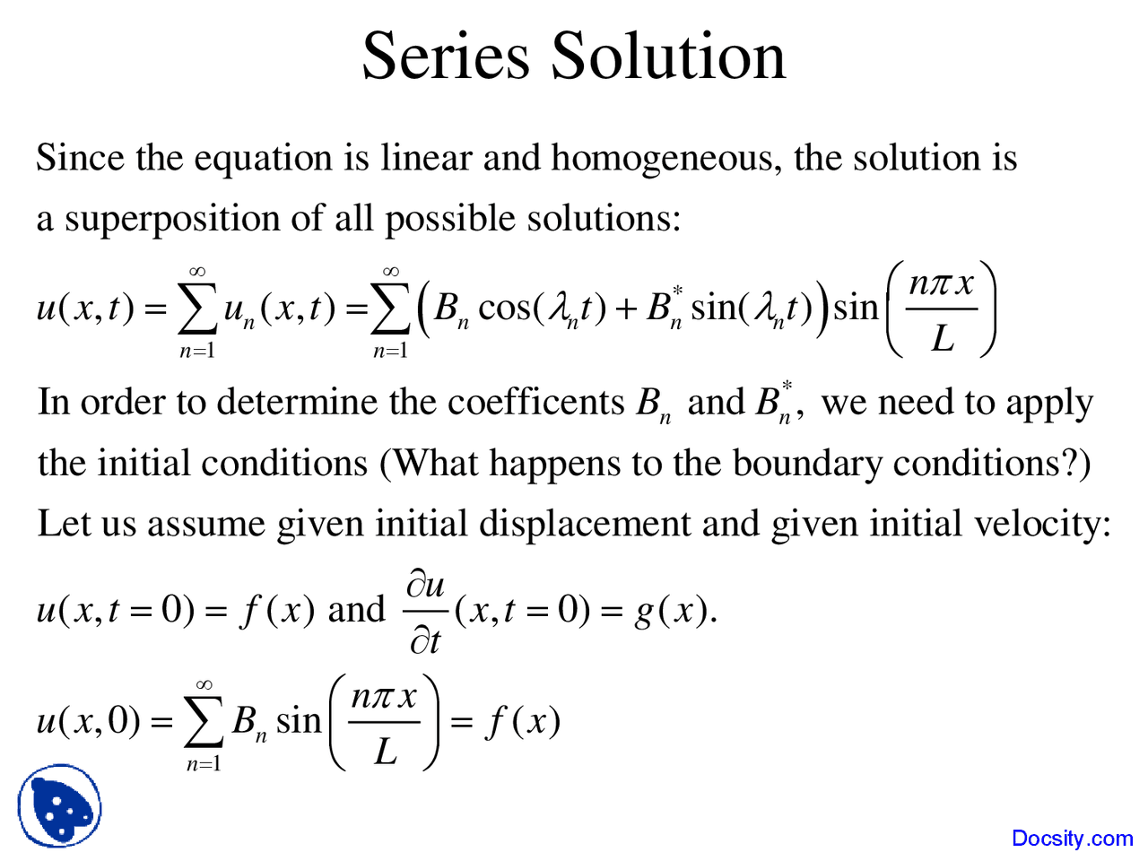 Series Solution - Tools in Mechanical Engineering - Lecture Slides - Docsity