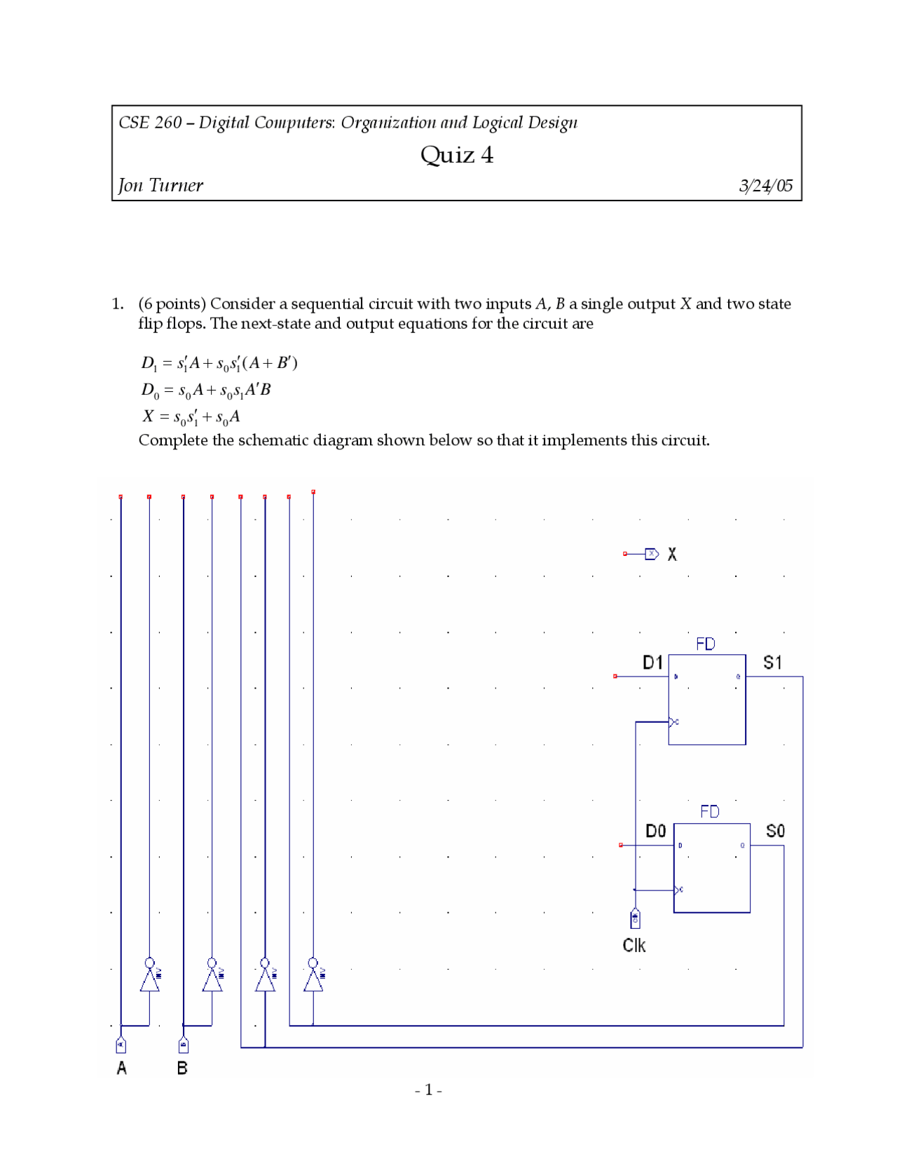 Sequential Circuit Organization And Logical Design Quiz Docsity