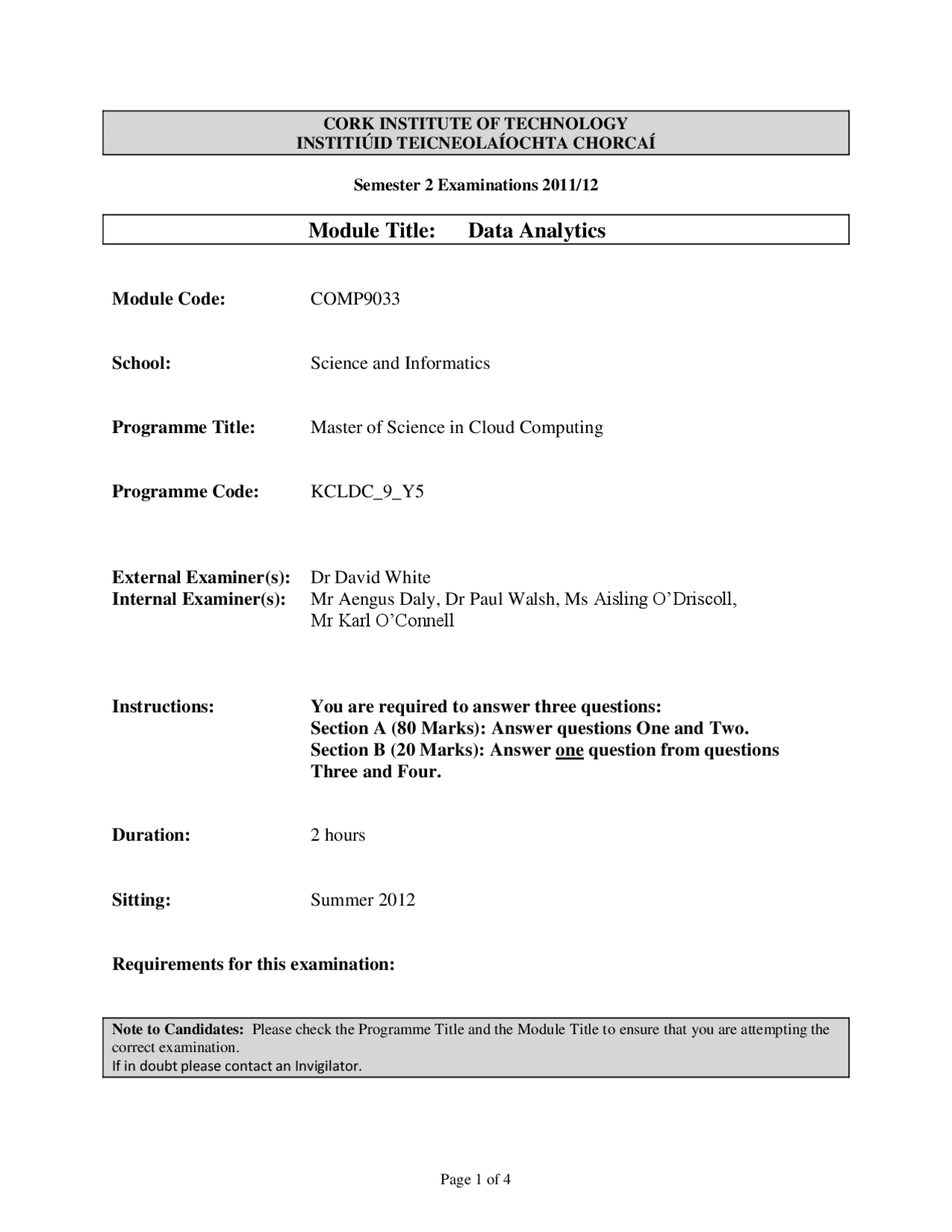 Data Analyst Data Analytics Exam Docsity