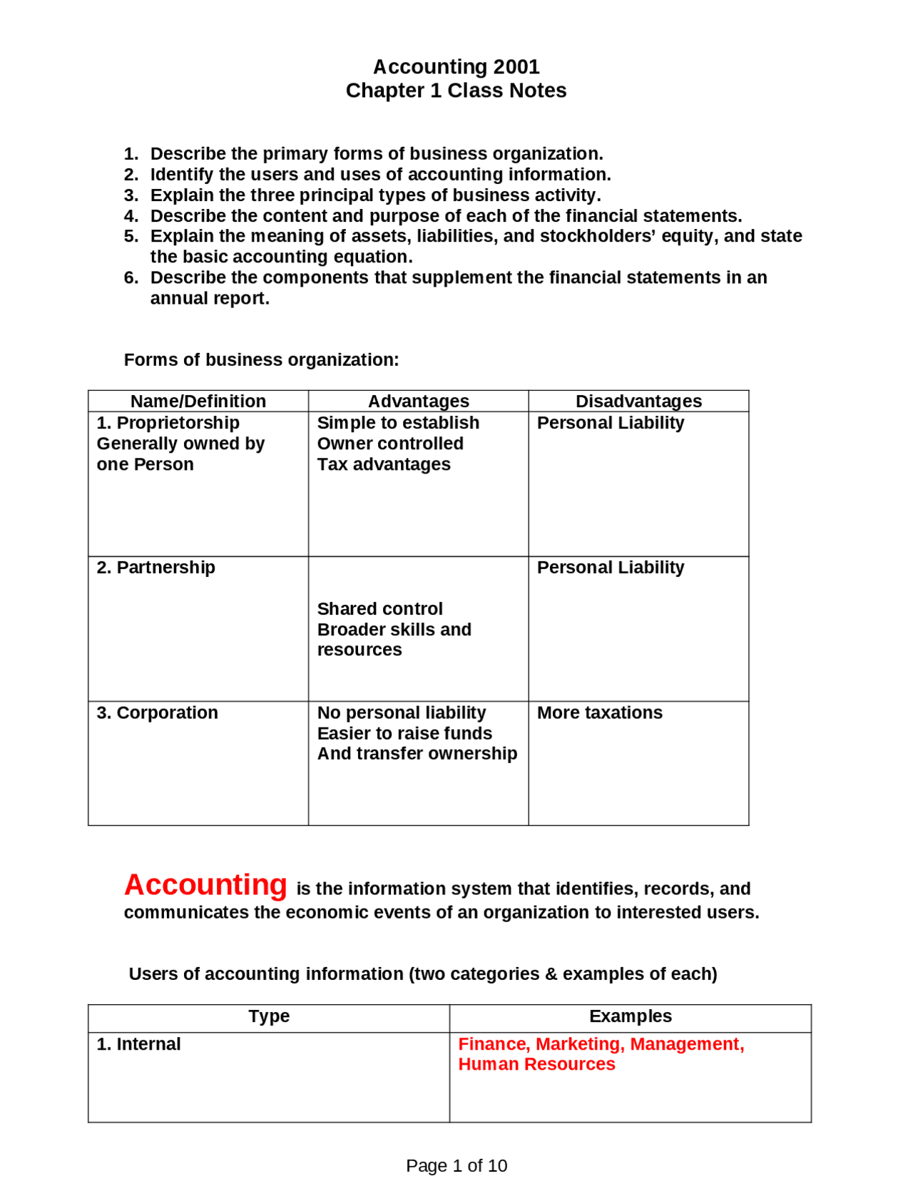 Introduction to Financial Accounting - Study Guide | ACCT 2001 - Docsity