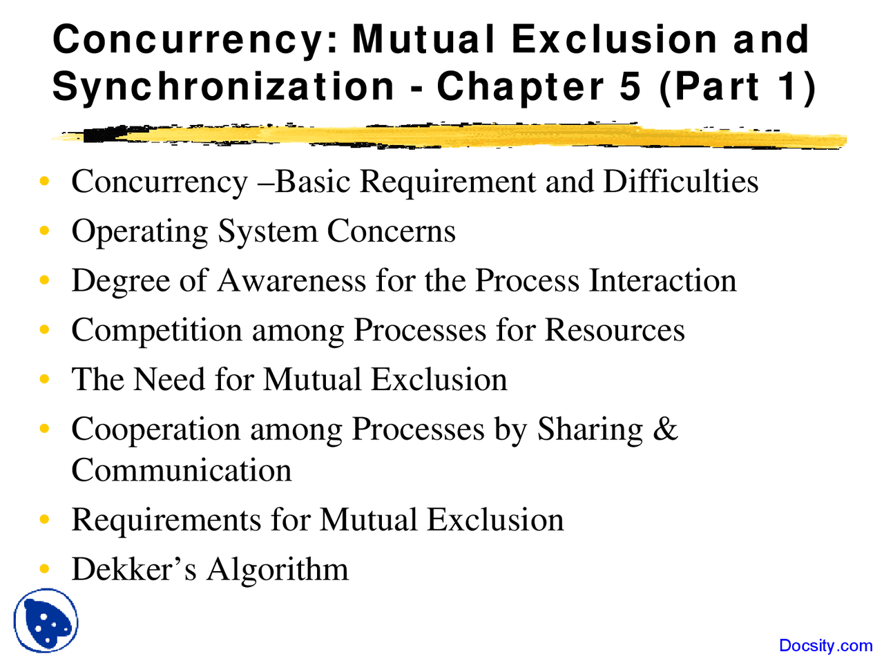 Concurrency Operating Systems And Architecture Lecture Slides Docsity