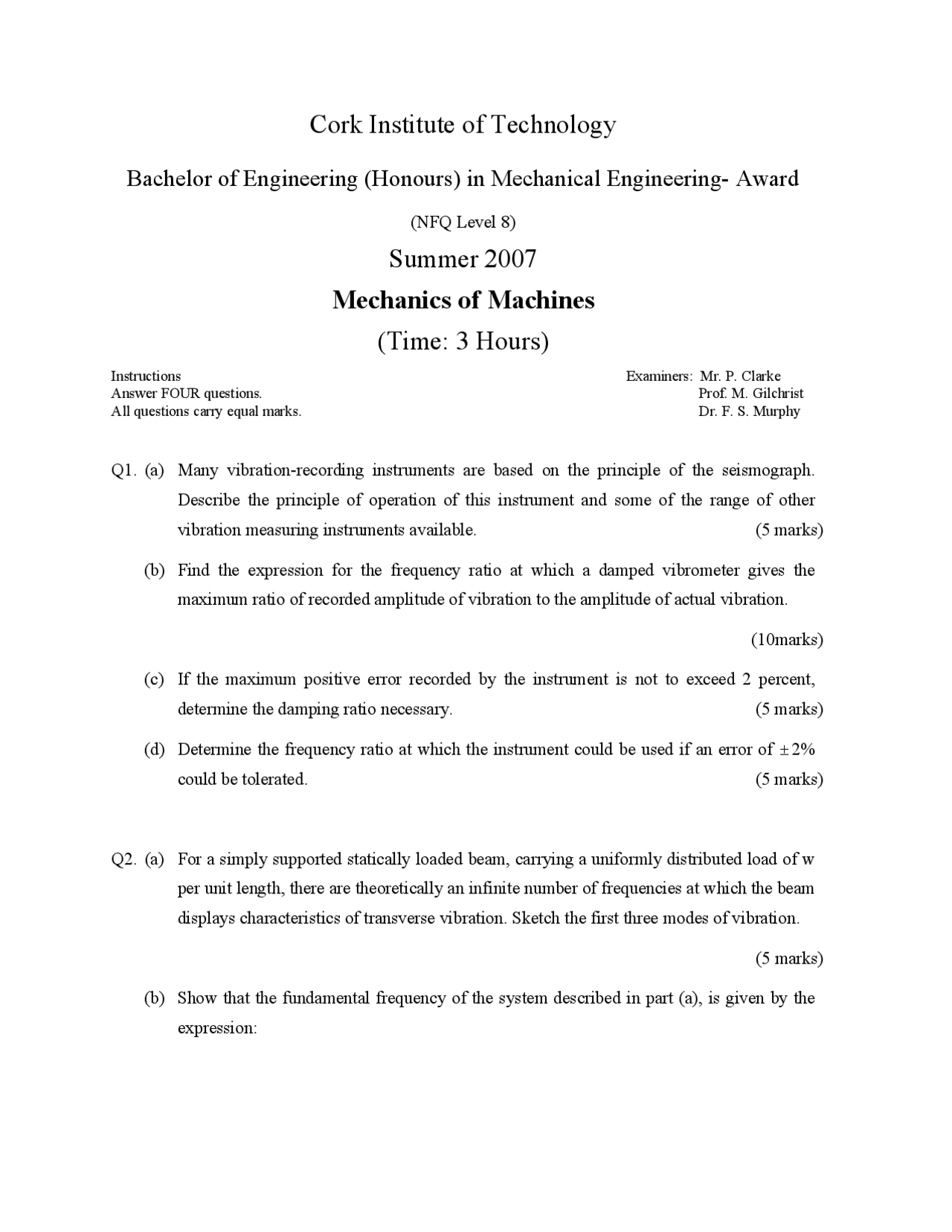 Vibration-Recording - Mechanics of Machines and Materials - Exam ...