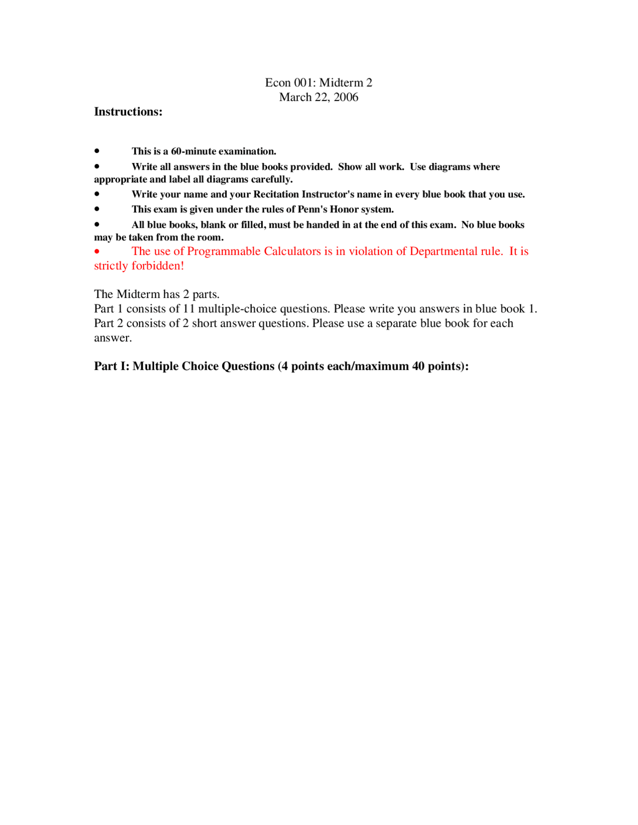Consumption Bundle Intro To Economics Exam Exams Economics Docsity