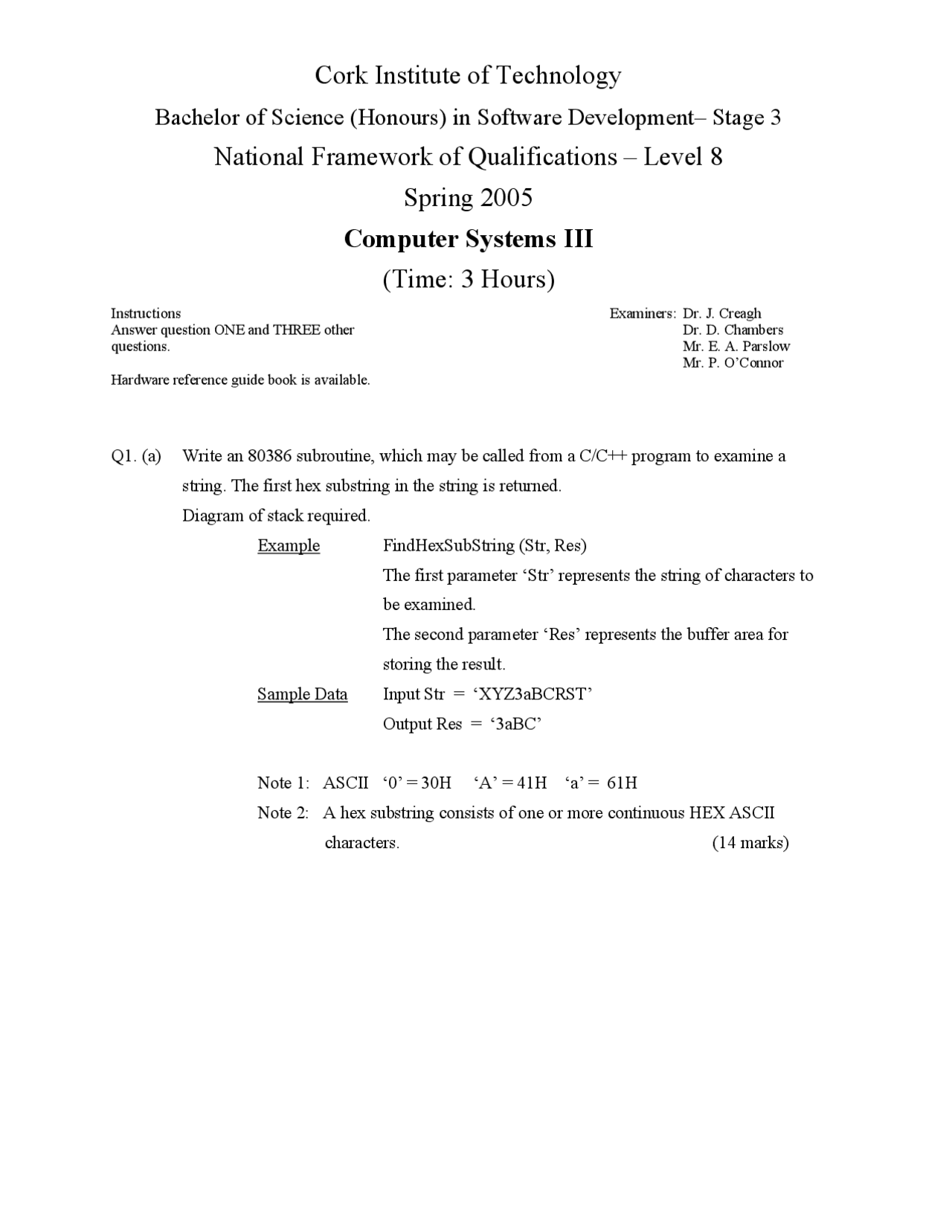 First Hex - Computer Systems - Exam - Docsity