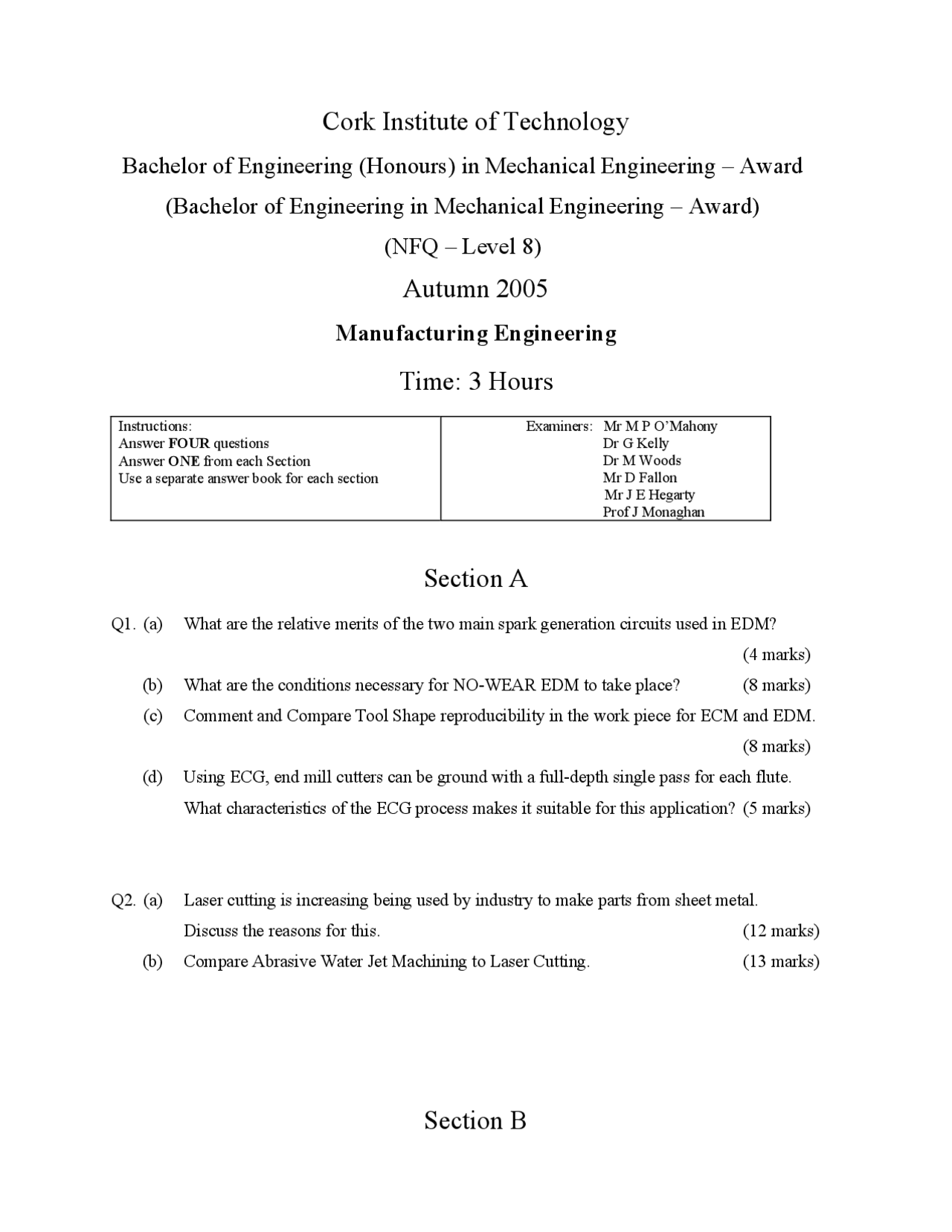 Sheet Metal - Manufacturing Engineering - Exam - Docsity