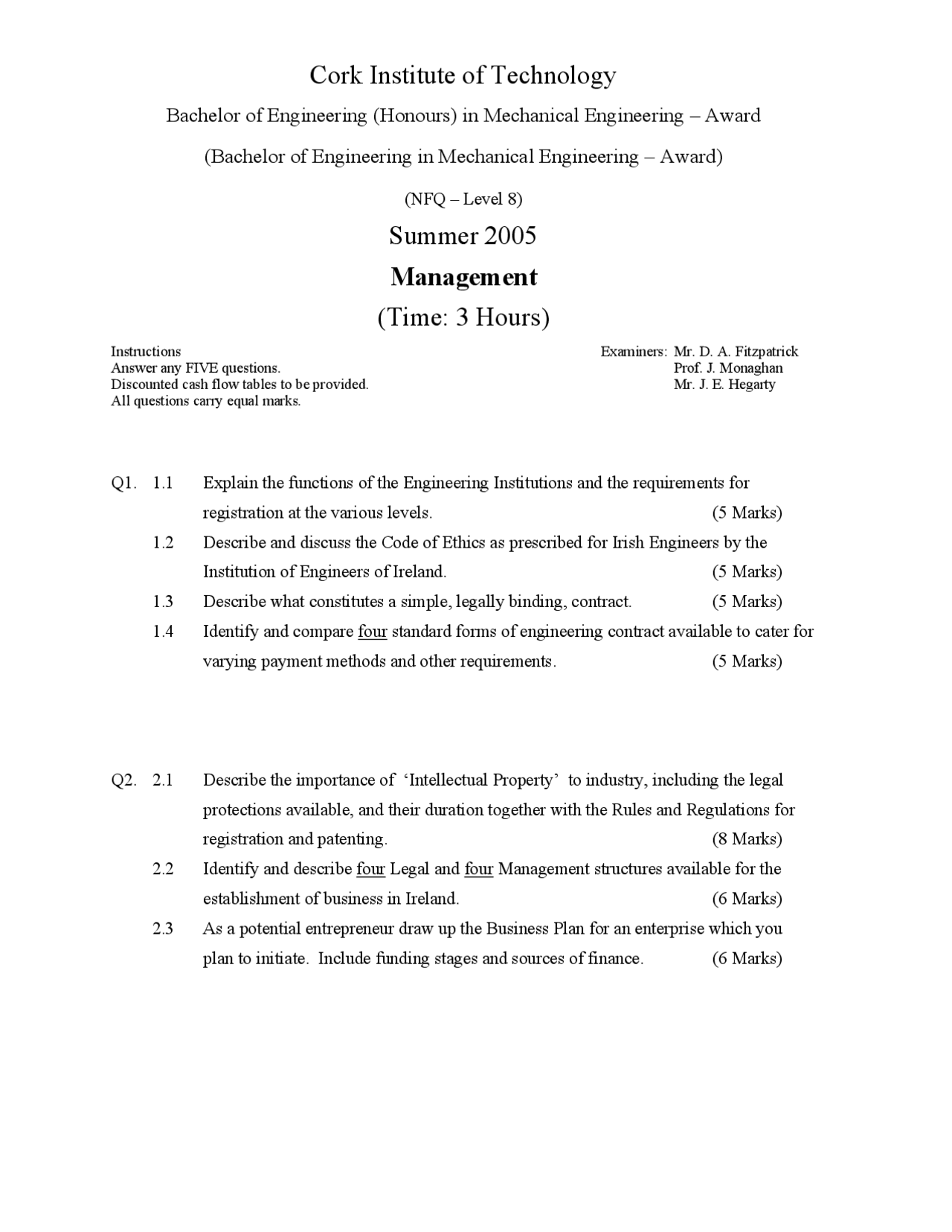 Code of Ethics - Management - Exam - Docsity