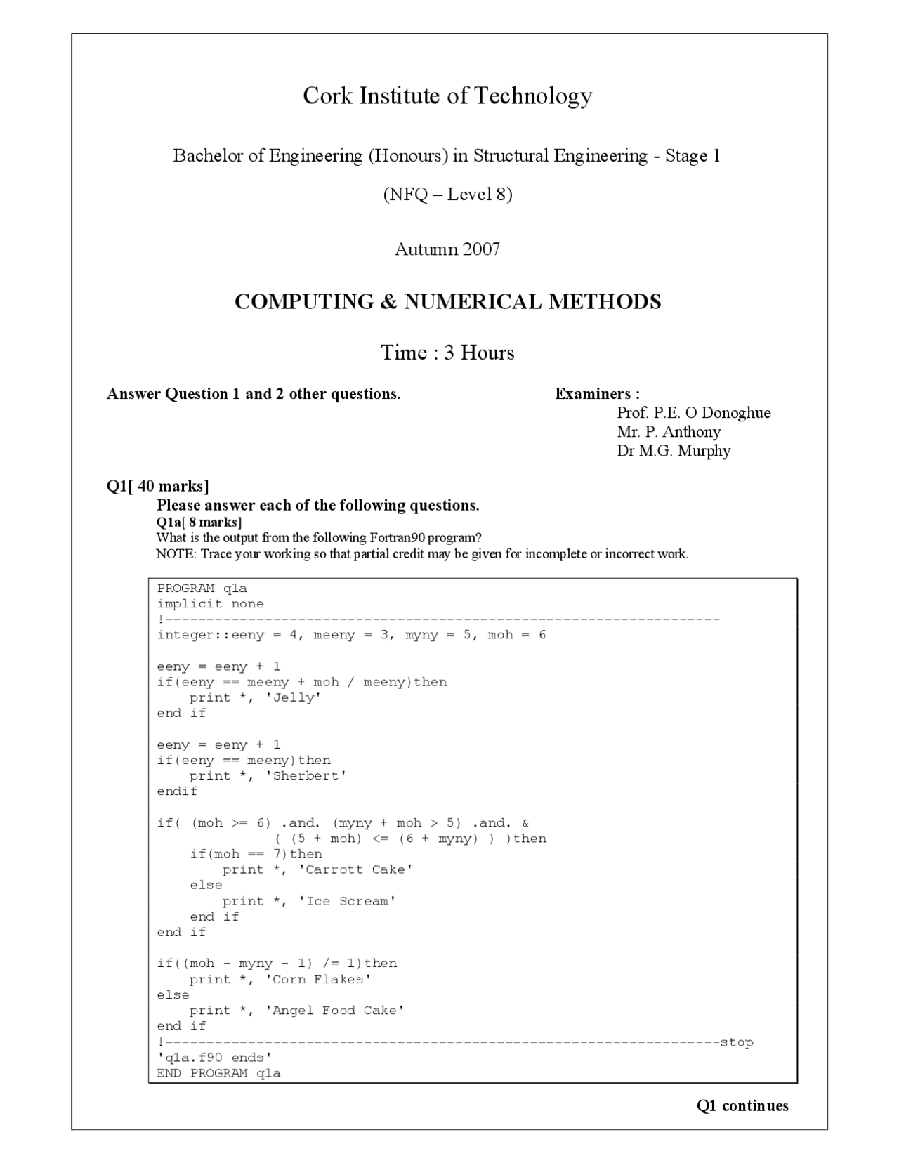 Standard Deviation Numerical Methods And Computing Old Exam Paper