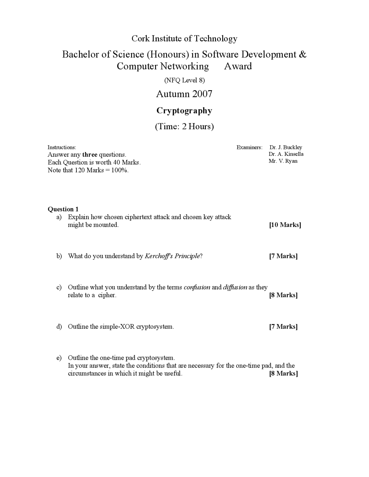 Ciphertext Attack Cryptography Exam Docsity