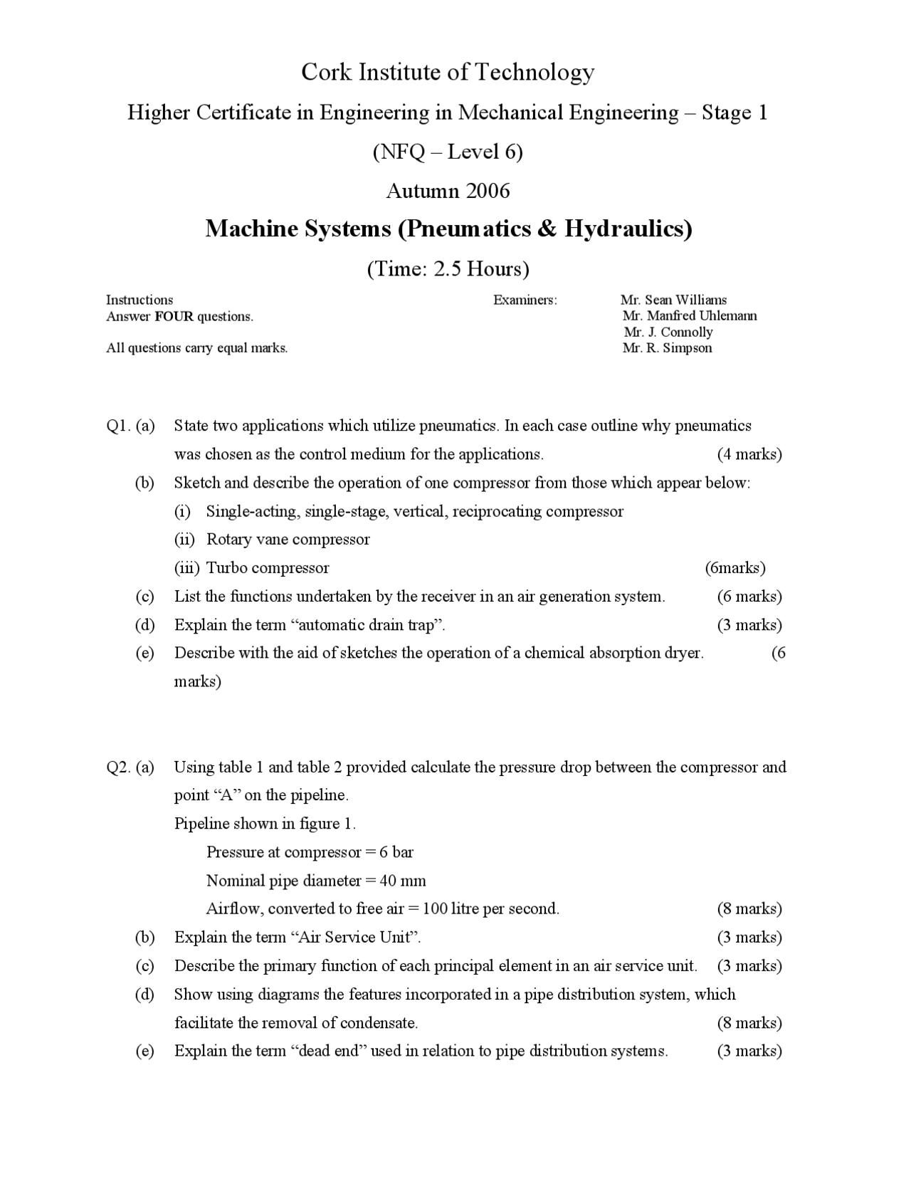 Turbo Compressor Machine Dynamics Exam Docsity