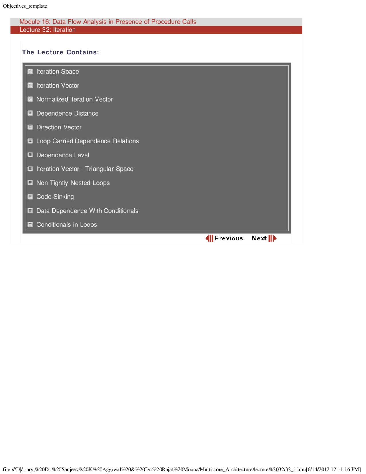 Iteration Program Optimization For Multi Core Architectures Lecture