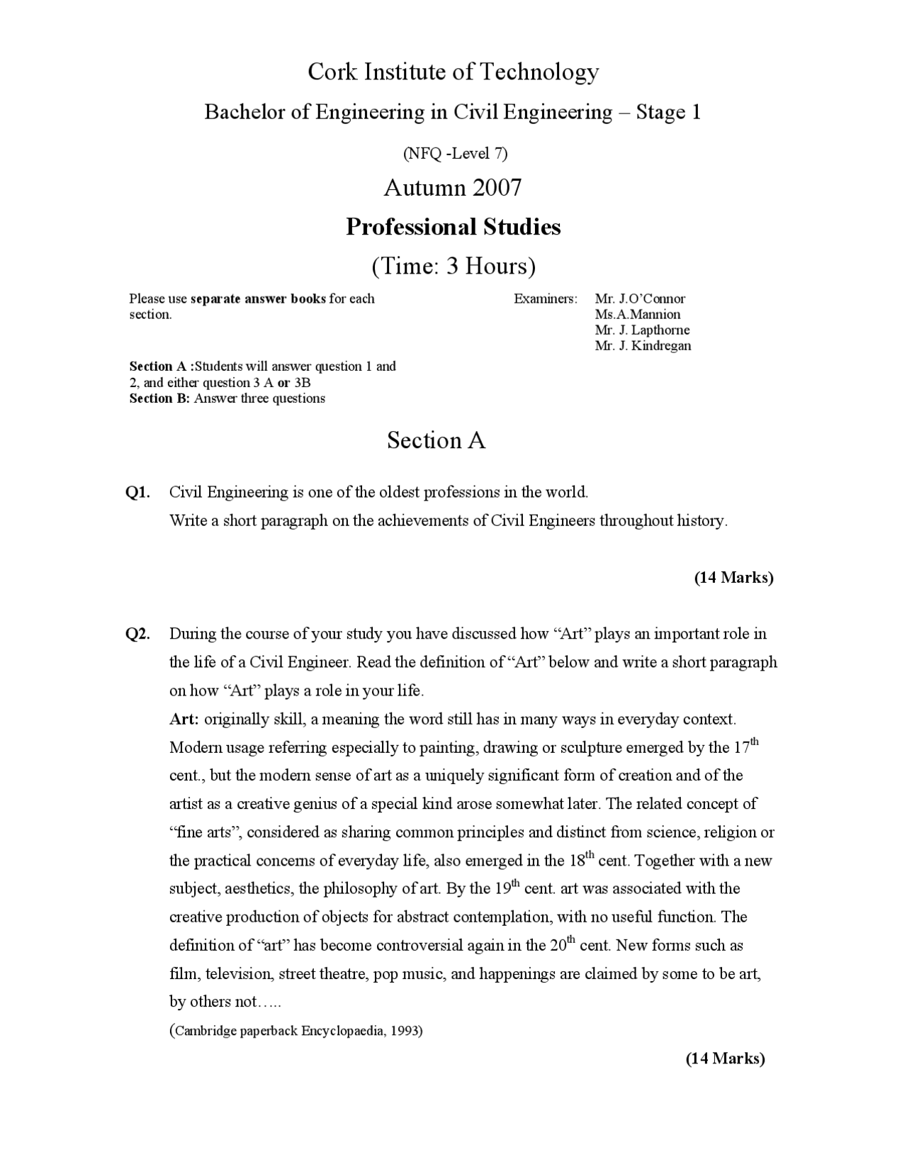 Conventional Report Format - Professional Studies - Old Exam Paper ...