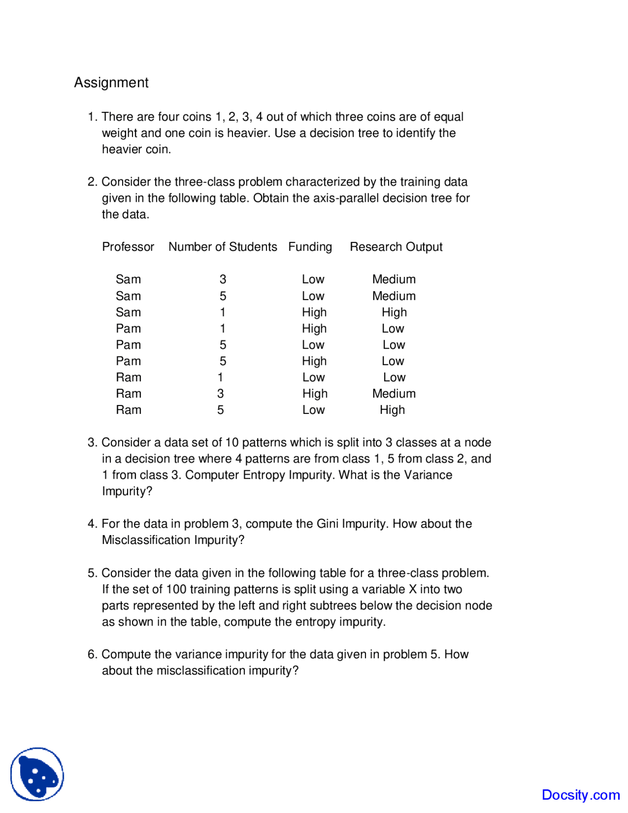 Identify Pattern Recognition Assignment Docsity