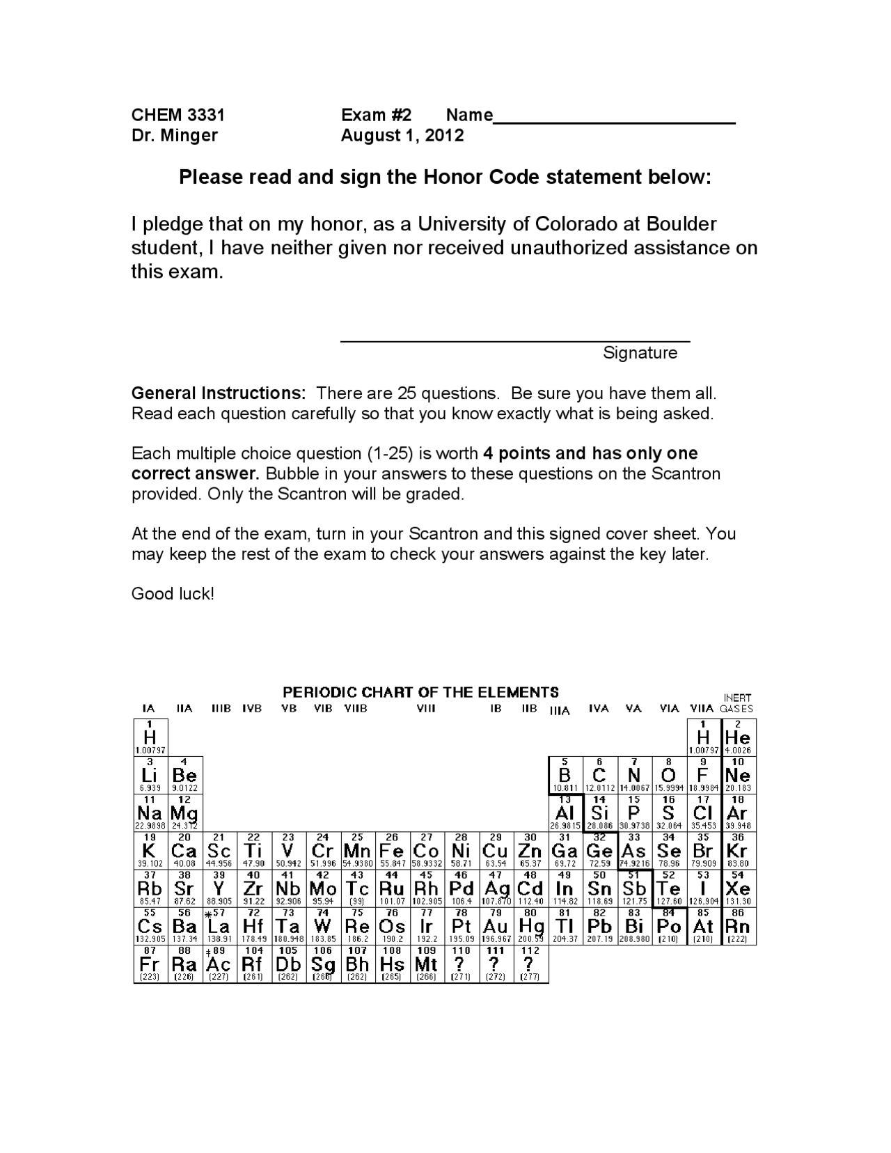 Precursor - Organic Chemistry - Exam - Docsity