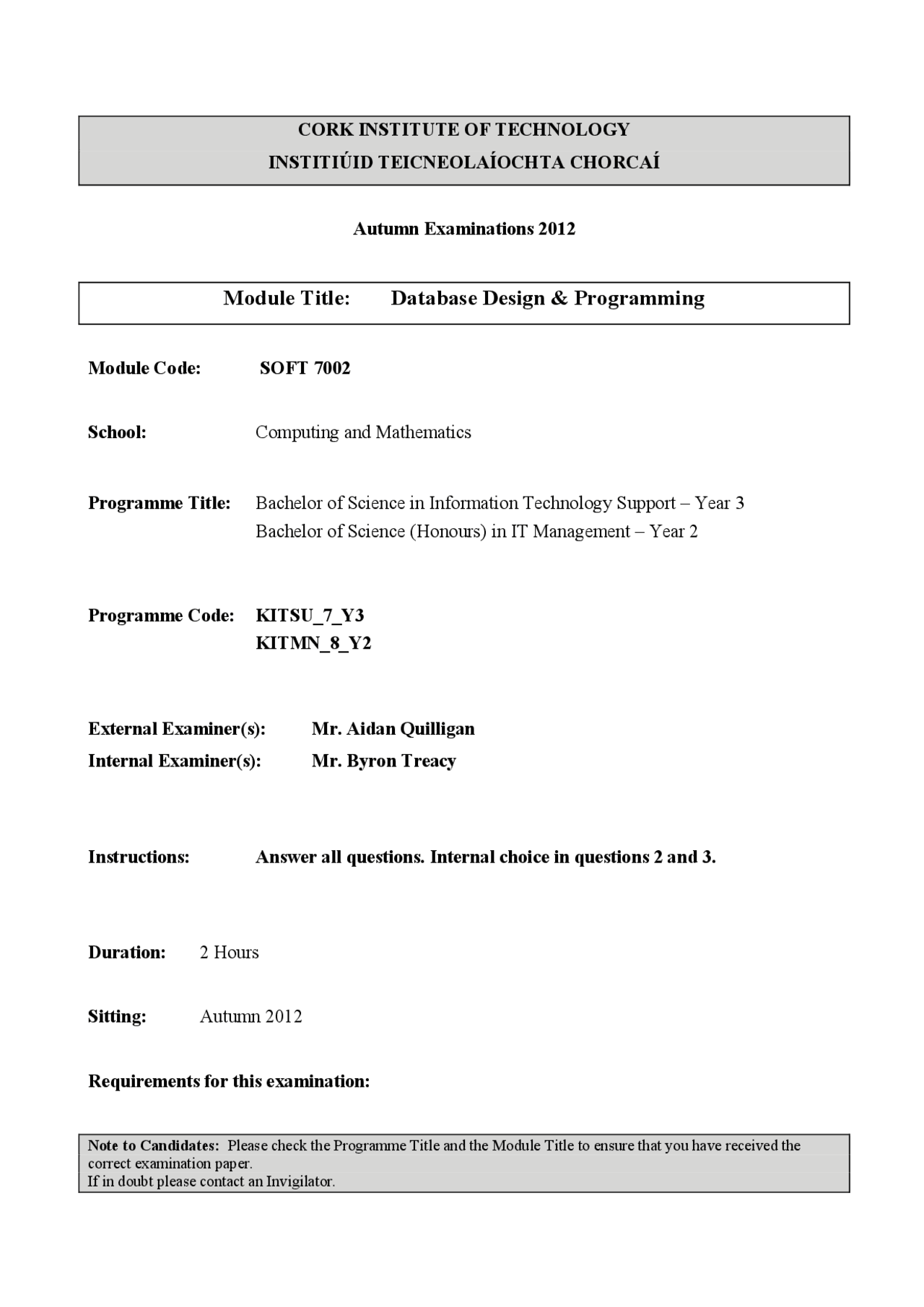 Garage Application - Datebase Design and Programming - Exam | Exams Multimedia Applications ...