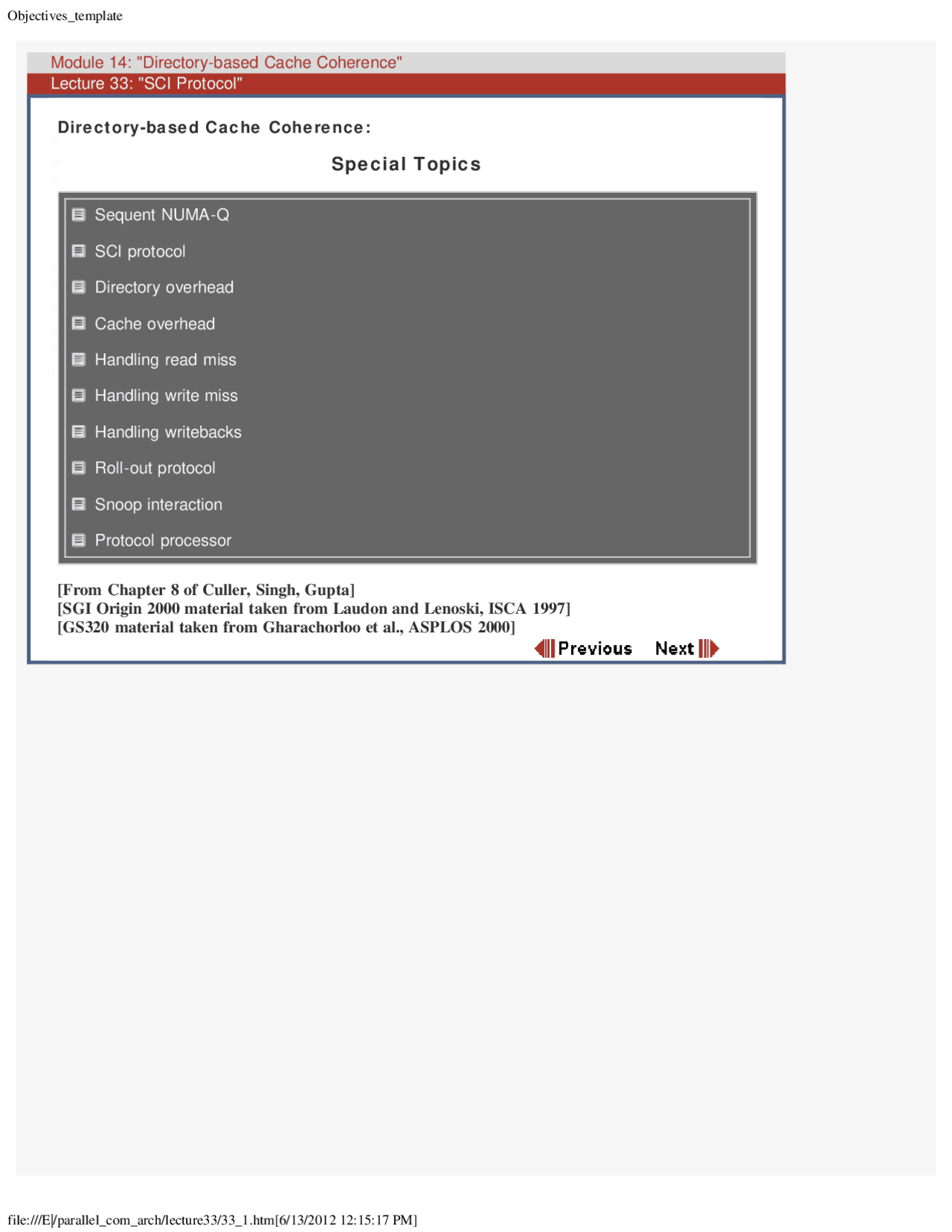Directory Overhead Parallel Computer Architecture Lecture Slides