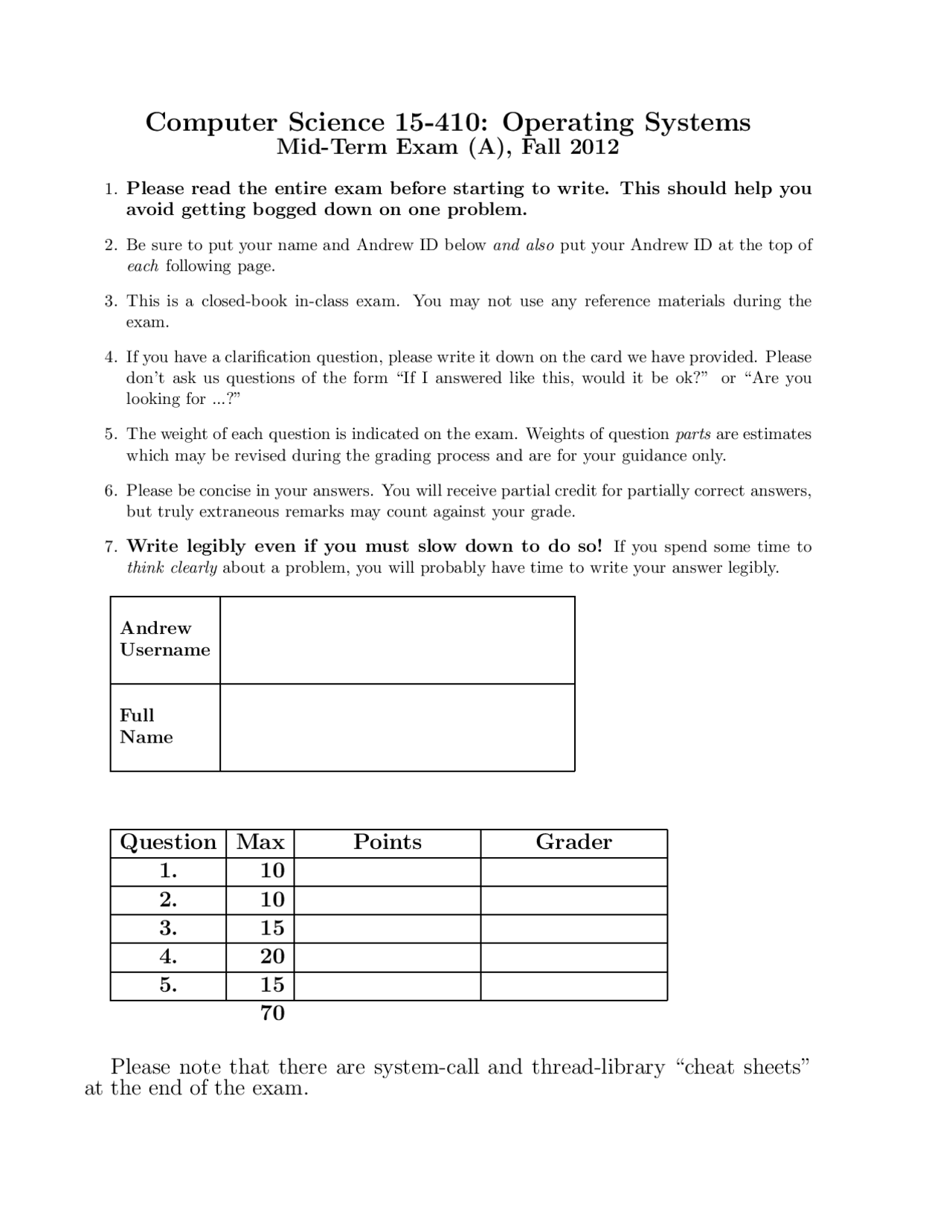 Kernel Mode - Operating System - Exam | Exams Operating Systems | Docsity
