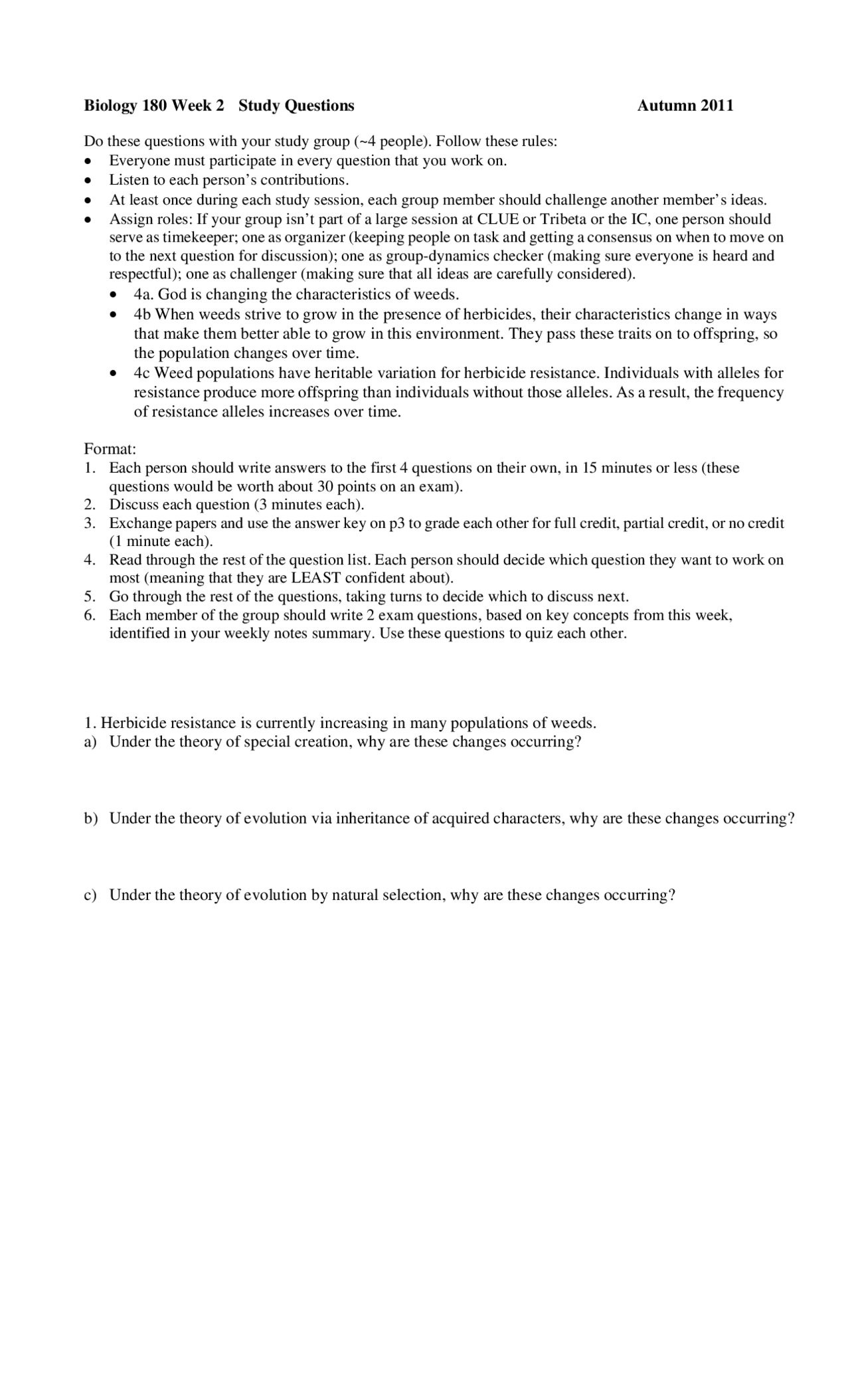 Introduction of Biology - Week 2 Study Guide | BIOL 180 - Docsity