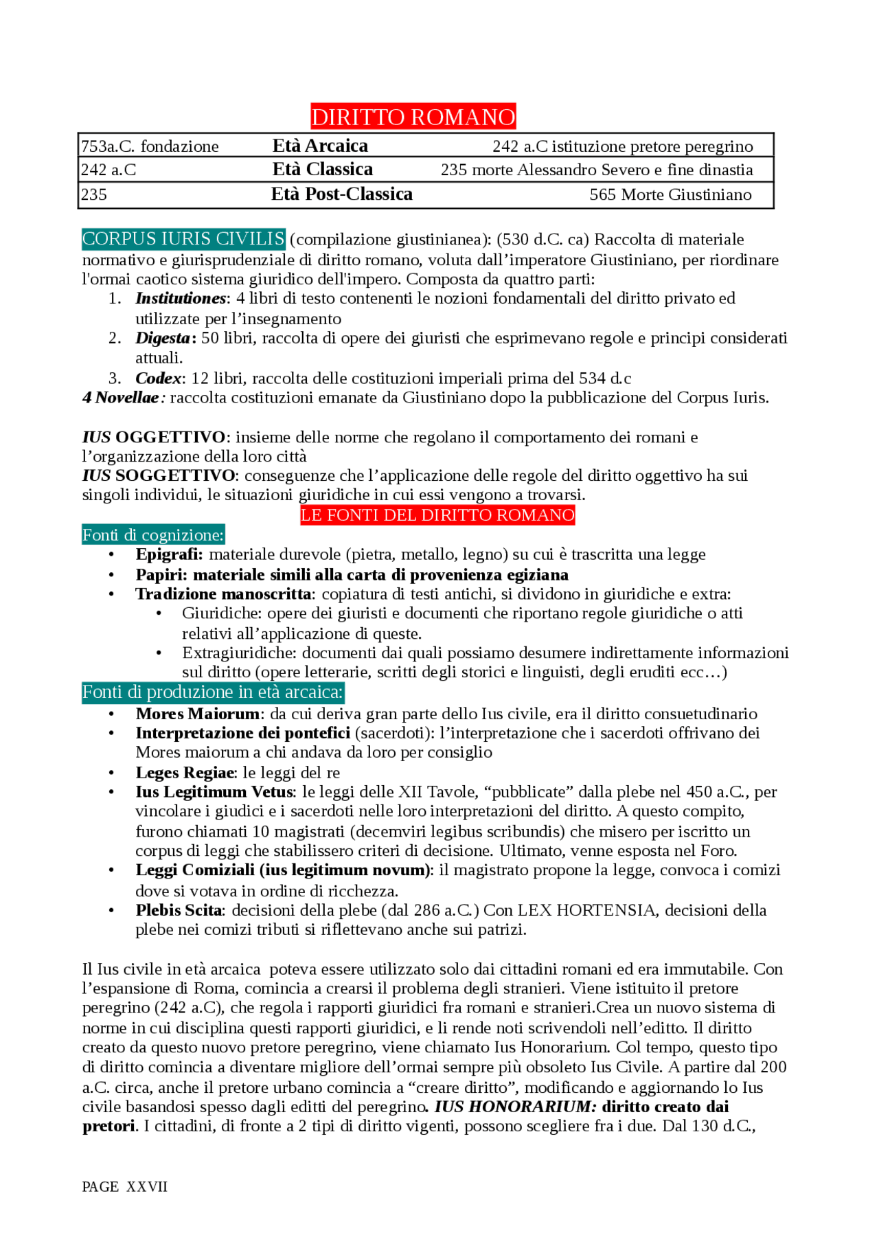 Diritto Romano Riassunto Appunti Di Diritto Romano Docsity