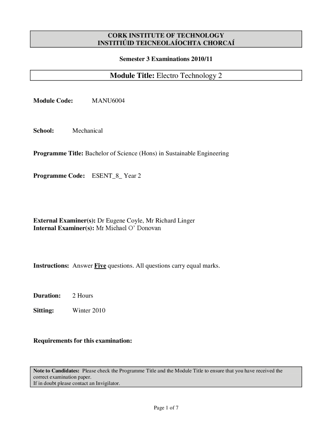 Applied Voltage Electrotechnology And Control Exam Docsity
